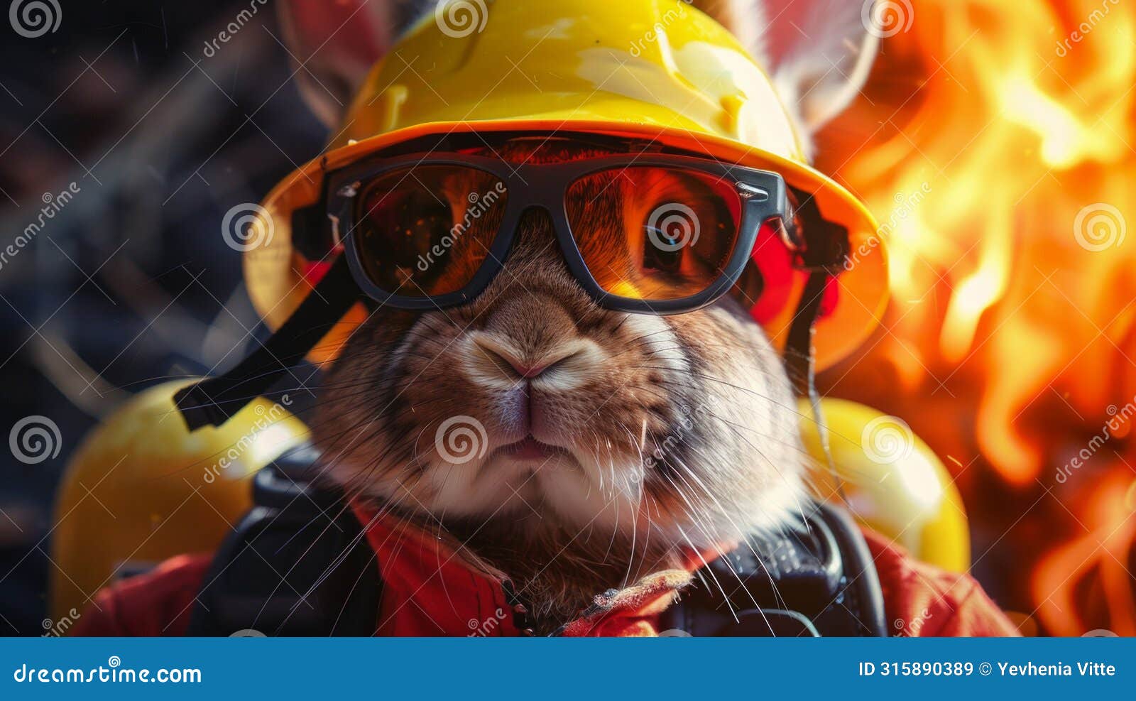 Action Rabbit: the Heroic Firefighter Bunny. Generative Ai Stock ...