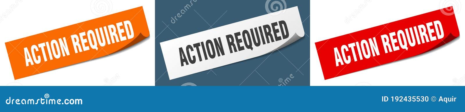 Action Required Banner. Action Required Speech Bubble Label Set. Stock ...