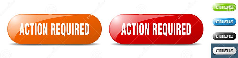Action Required Button. Key. Sign. Push Button Set Stock Vector ...