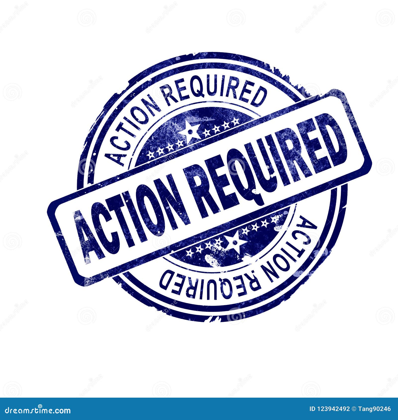 Action Required Word with Blue Round Stamp Stock Illustration ...