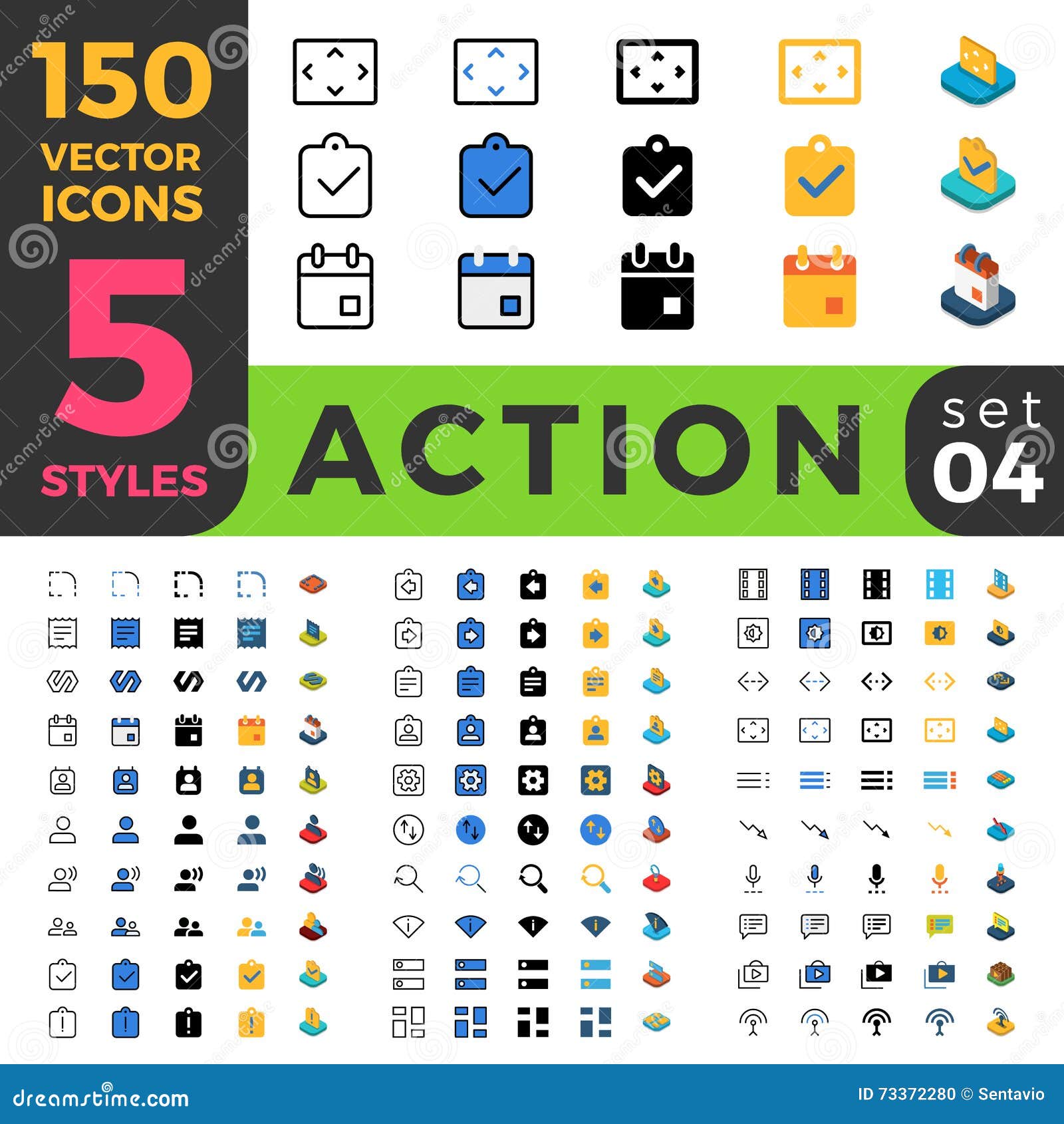 Action Settings 150 Line Flat Isometric Mobile Web Stock Vector ...