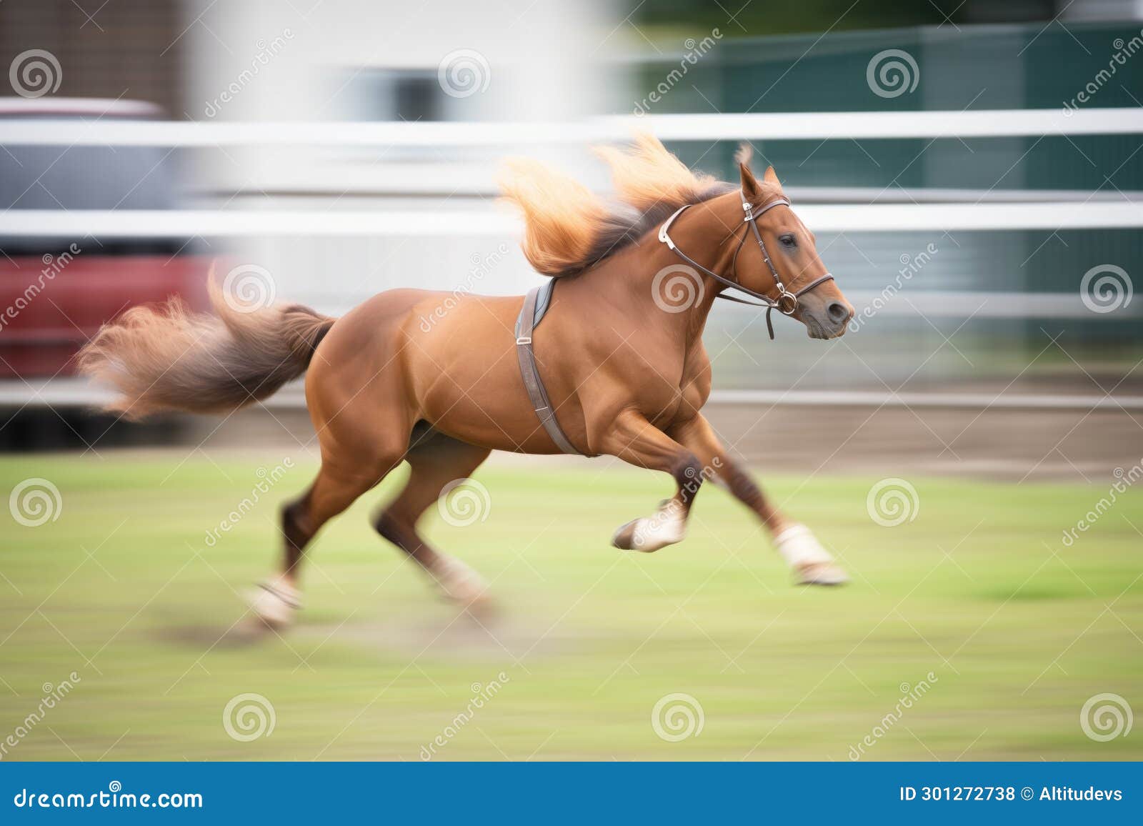 Action Shot of a Horses Mane Flowing during Gallop Training Stock Photo ...