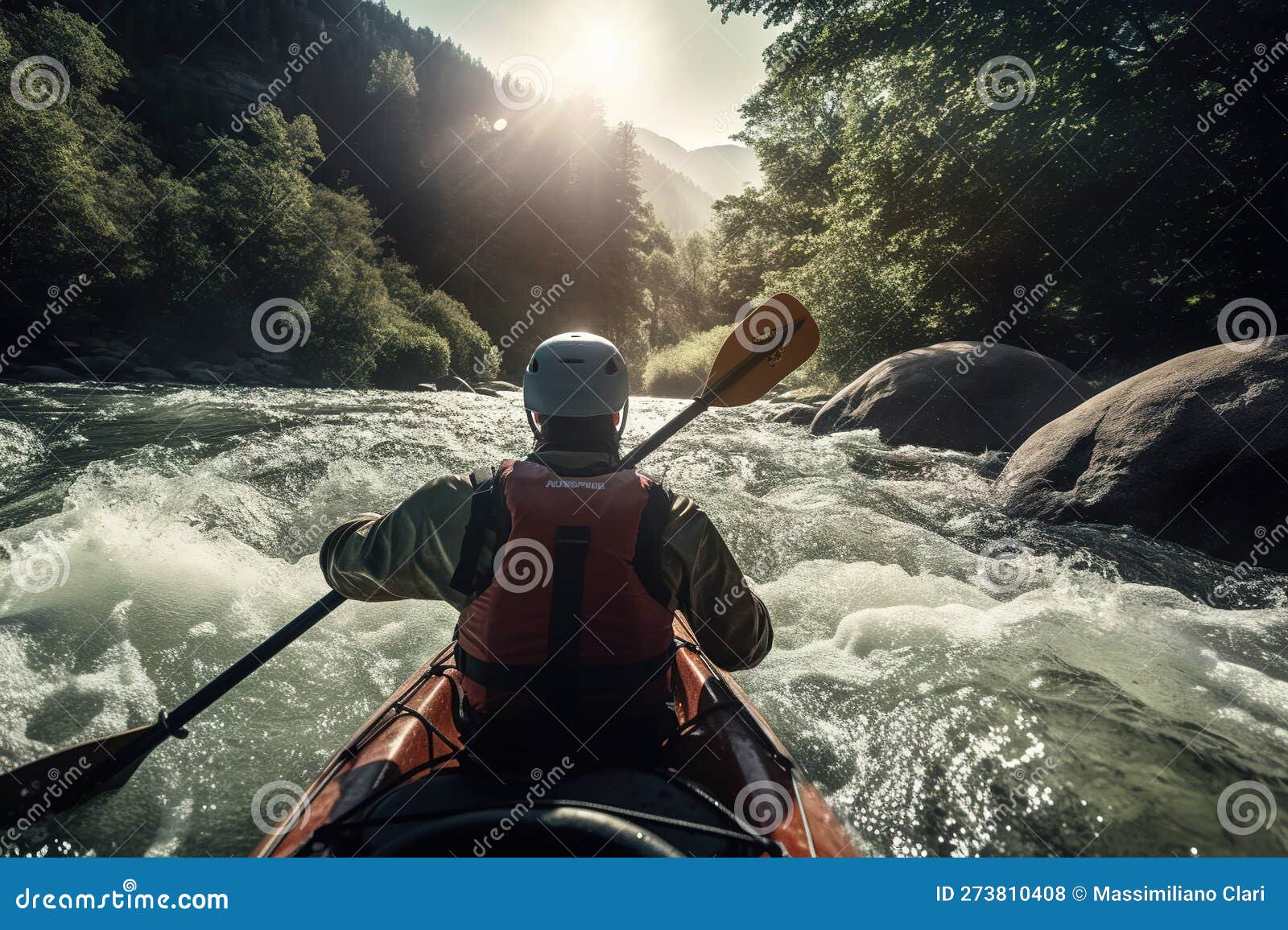 Action Shots of a Kayaker on a River in the Sunny Day- Generative AI ...