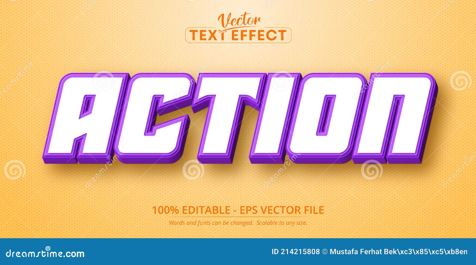 Action Text, Cartoon Style Editable Text Effect Stock Vector ...