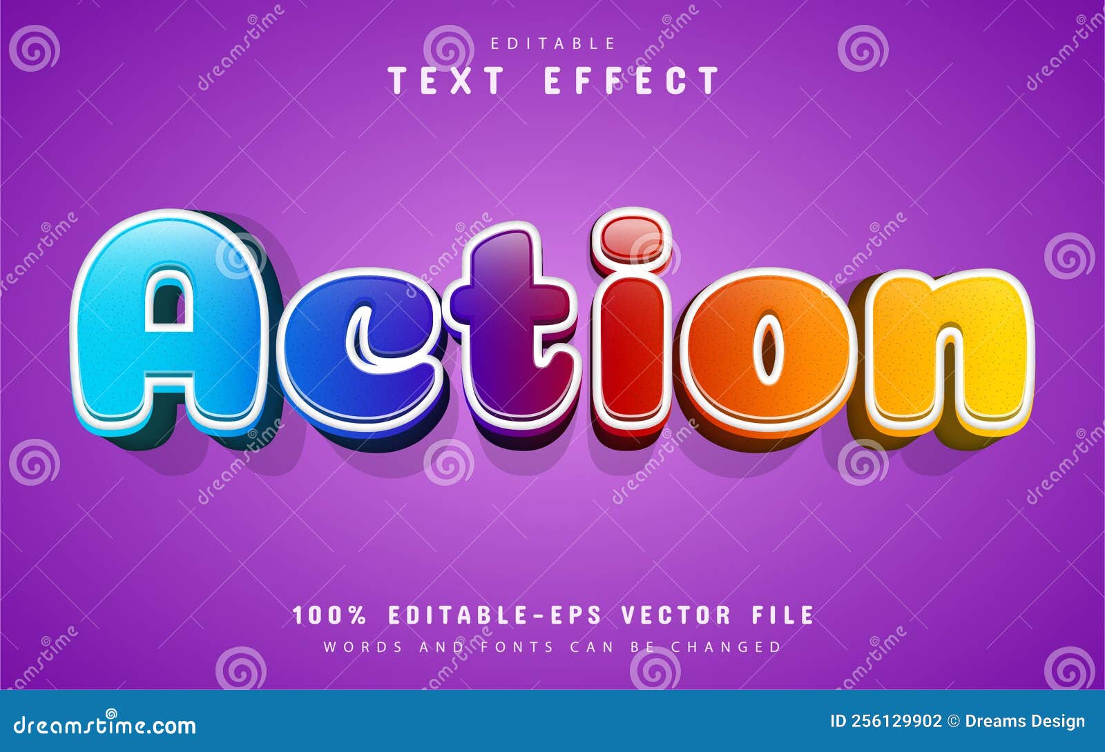 Action Text, Colorful Cartoon Text Effect Stock Vector - Illustration ...