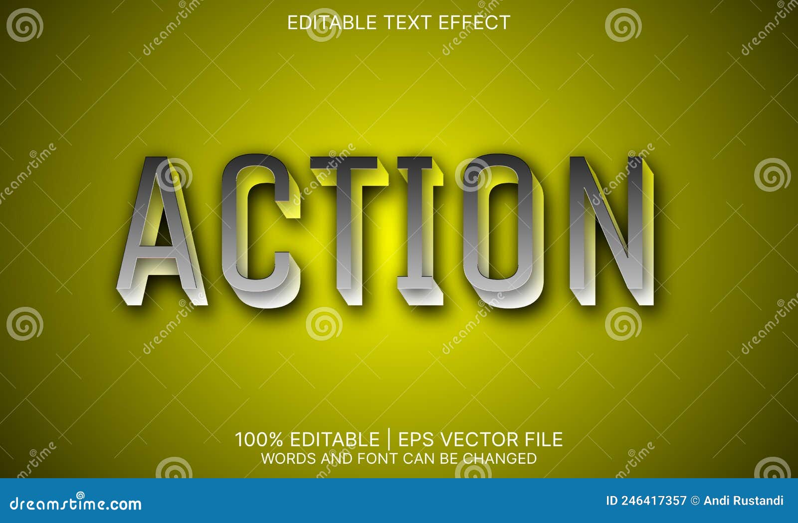 Action Text Effect with Silver Color Stock Vector - Illustration of ...