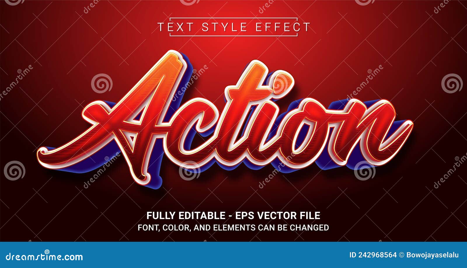 Action Text Style Effect. Editable Graphic Text Template Stock Vector ...