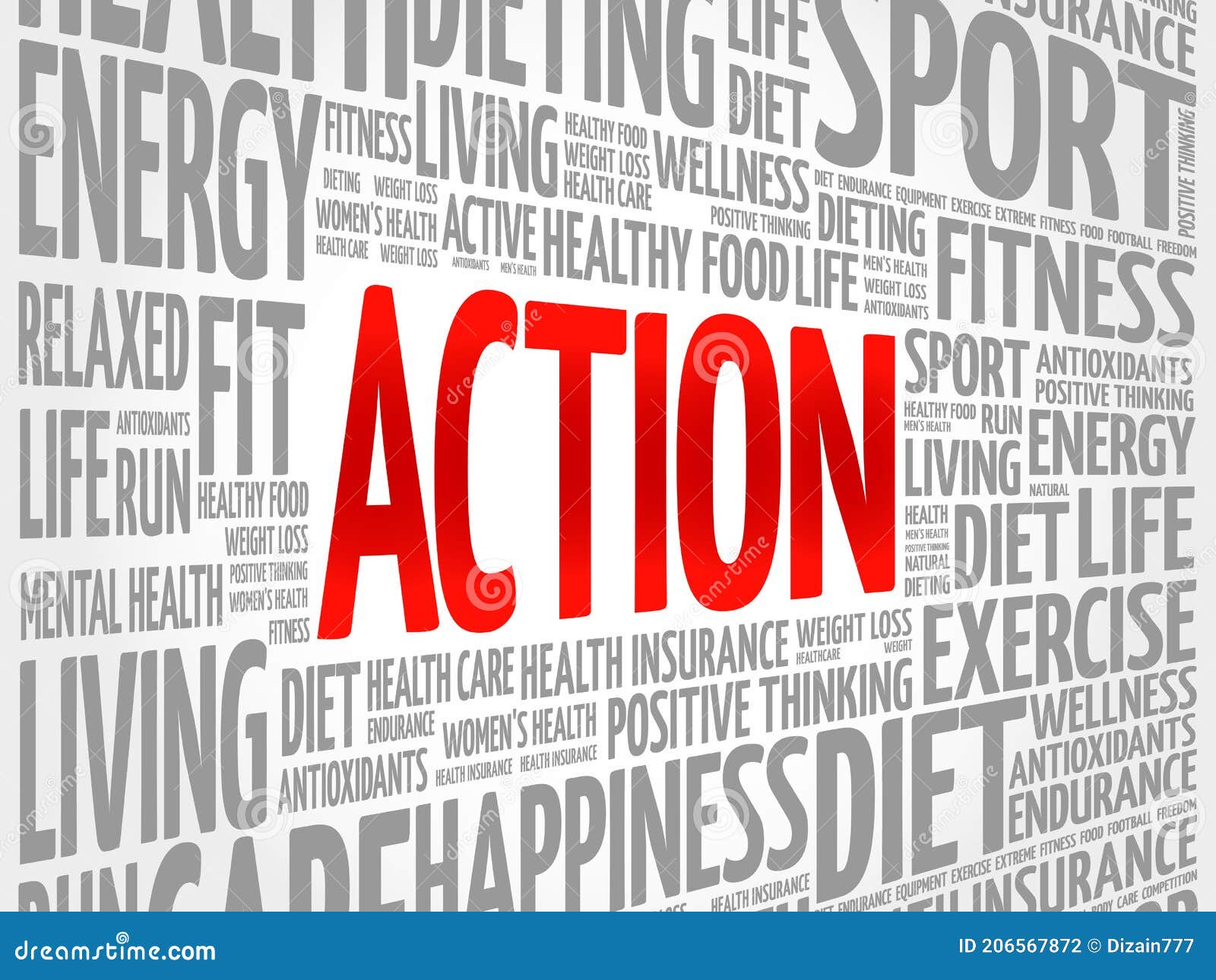 ACTION word cloud stock illustration. Illustration of activity - 206567872