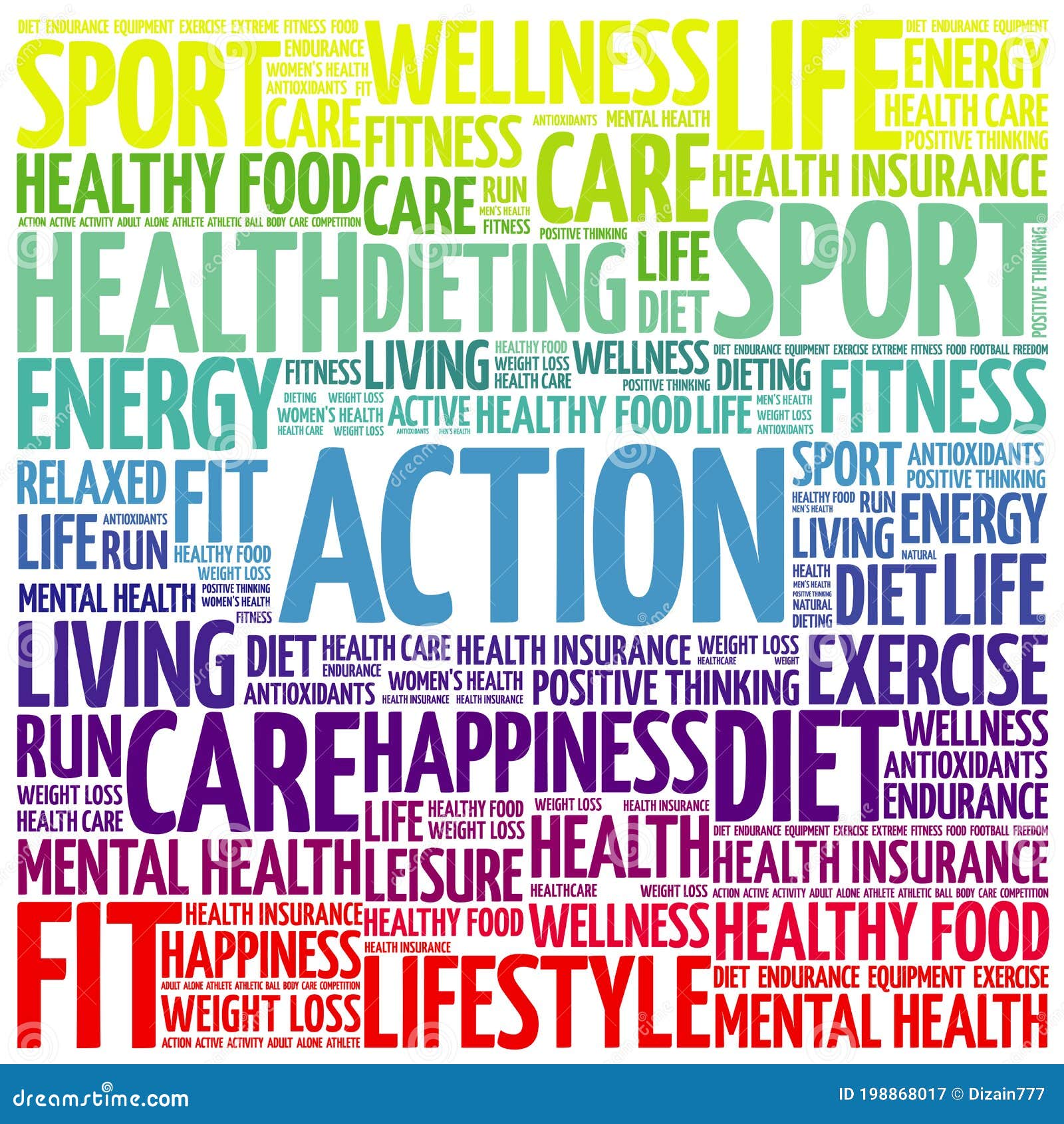 ACTION word cloud stock illustration. Illustration of diet - 198868017