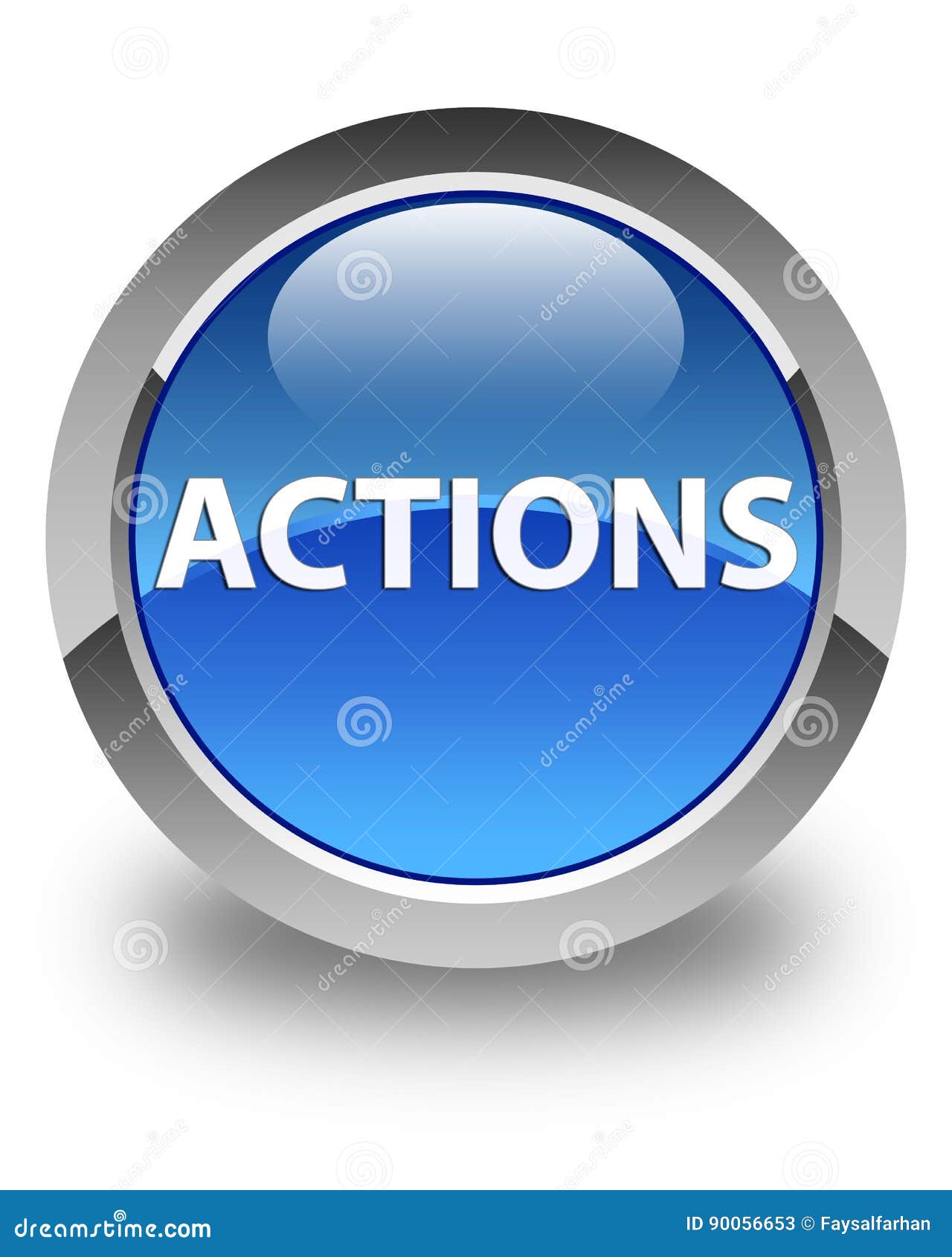 Actions Glossy Blue Round Button Stock Illustration - Illustration of ...