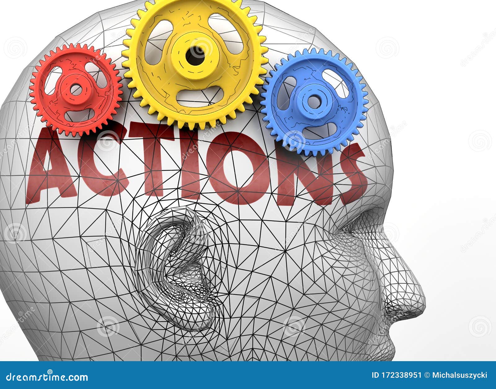 Actions And Human Mind - Pictured As Word Actions Inside A Head To ...