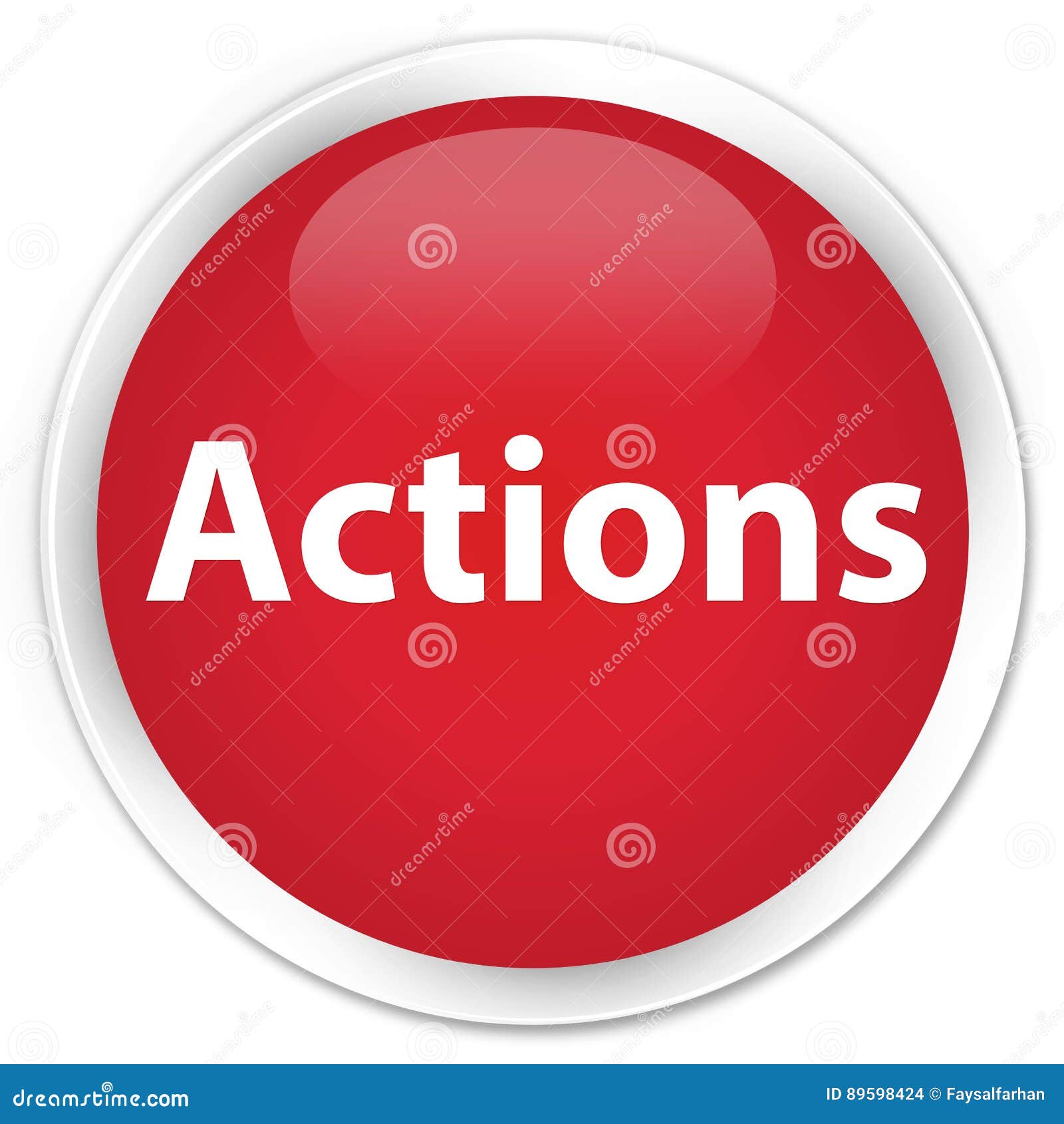 Actions Premium Red Round Button Stock Illustration - Illustration of ...