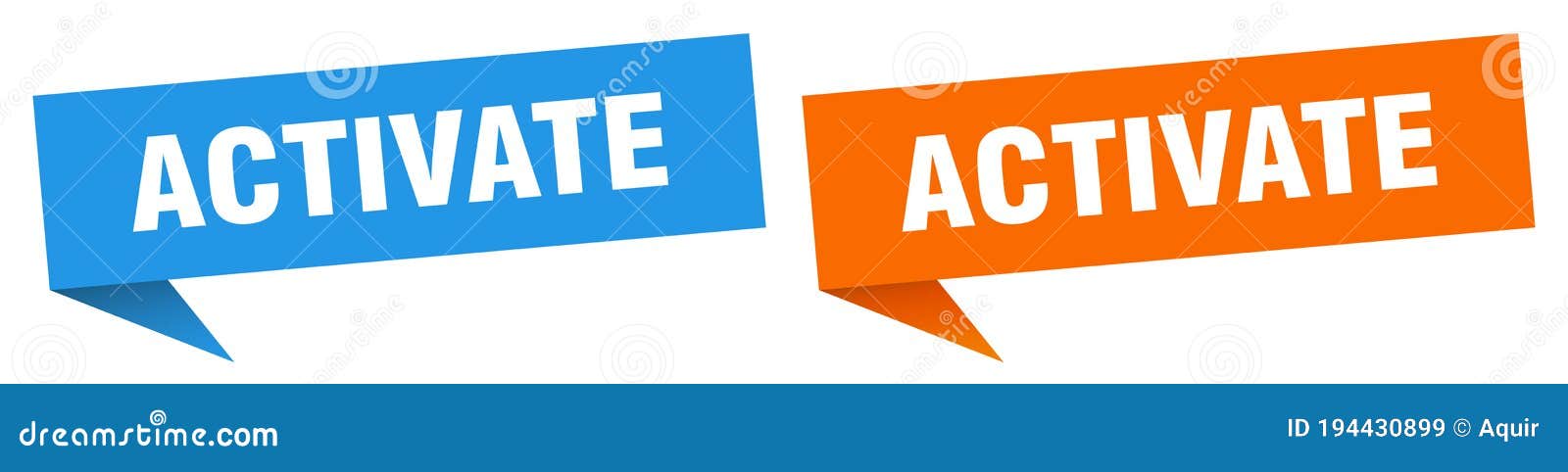 Activate Banner. Activate Speech Bubble Label Set Stock Vector ...