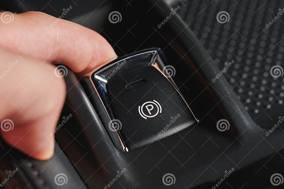 Activate Electronic Car Hand Break Stock Photo - Image of drive ...