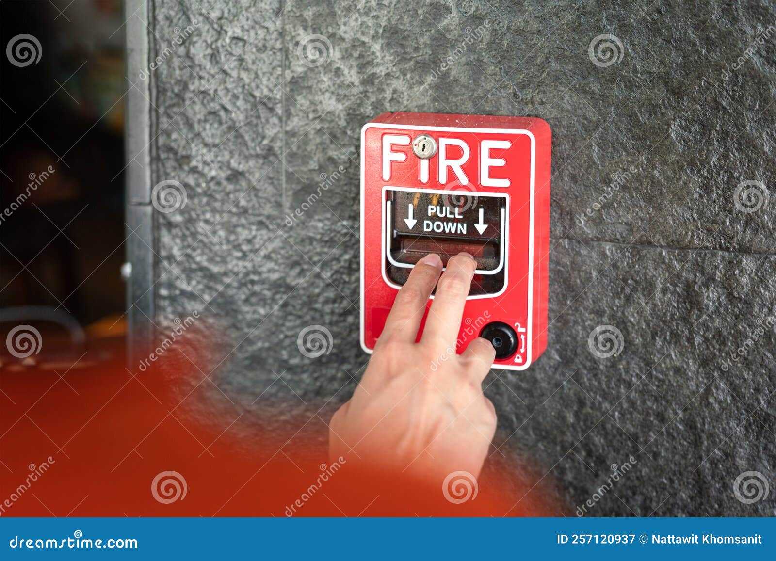 Activate Fire Alarm Trigger Button. Stock Image - Image of hand, button ...