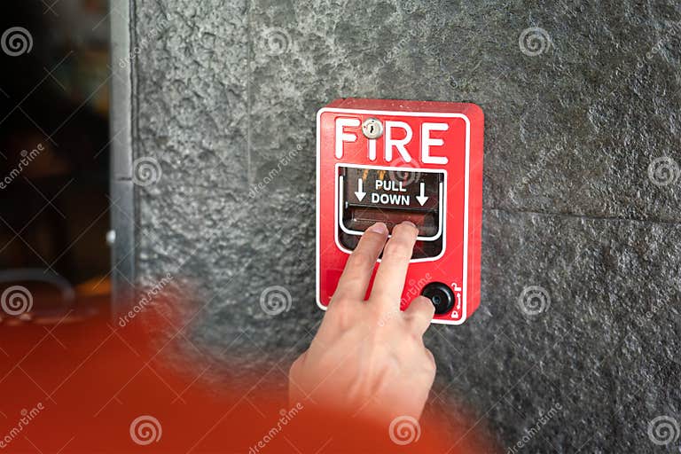 Activate Fire Alarm Trigger Button. Stock Image - Image of hand, button ...