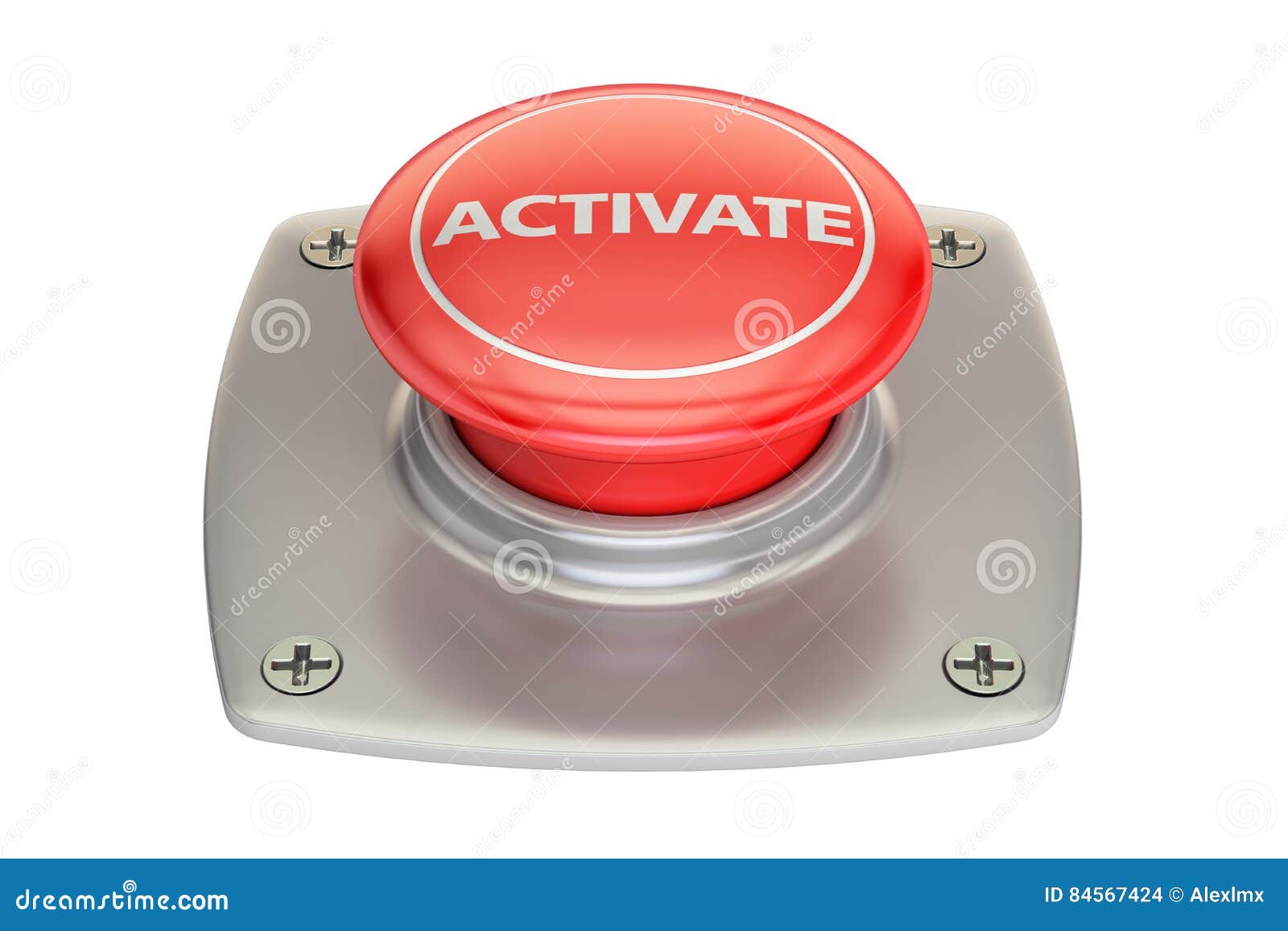 Activate Red Button, 3D Rendering Stock Illustration - Illustration of ...