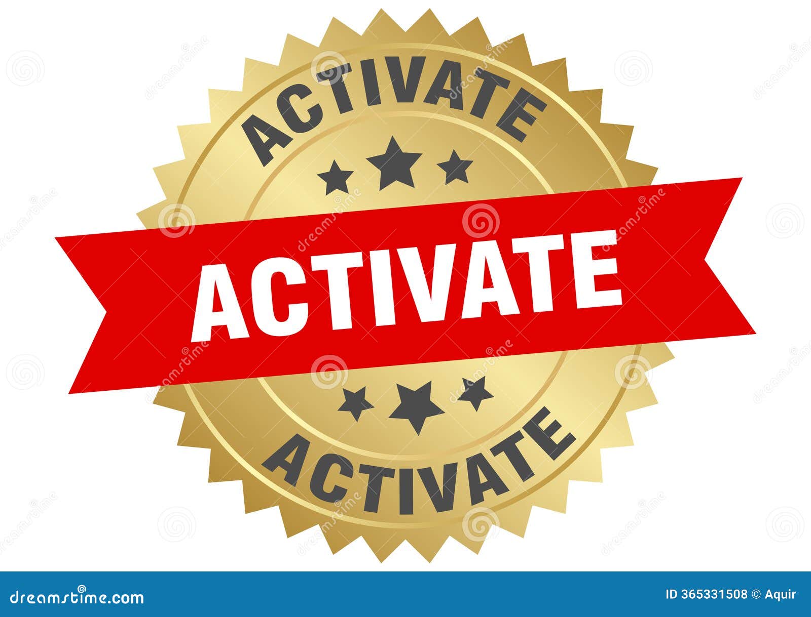 Activate Round Stamp With Ribbon. Label Sign Cartoon Vector ...