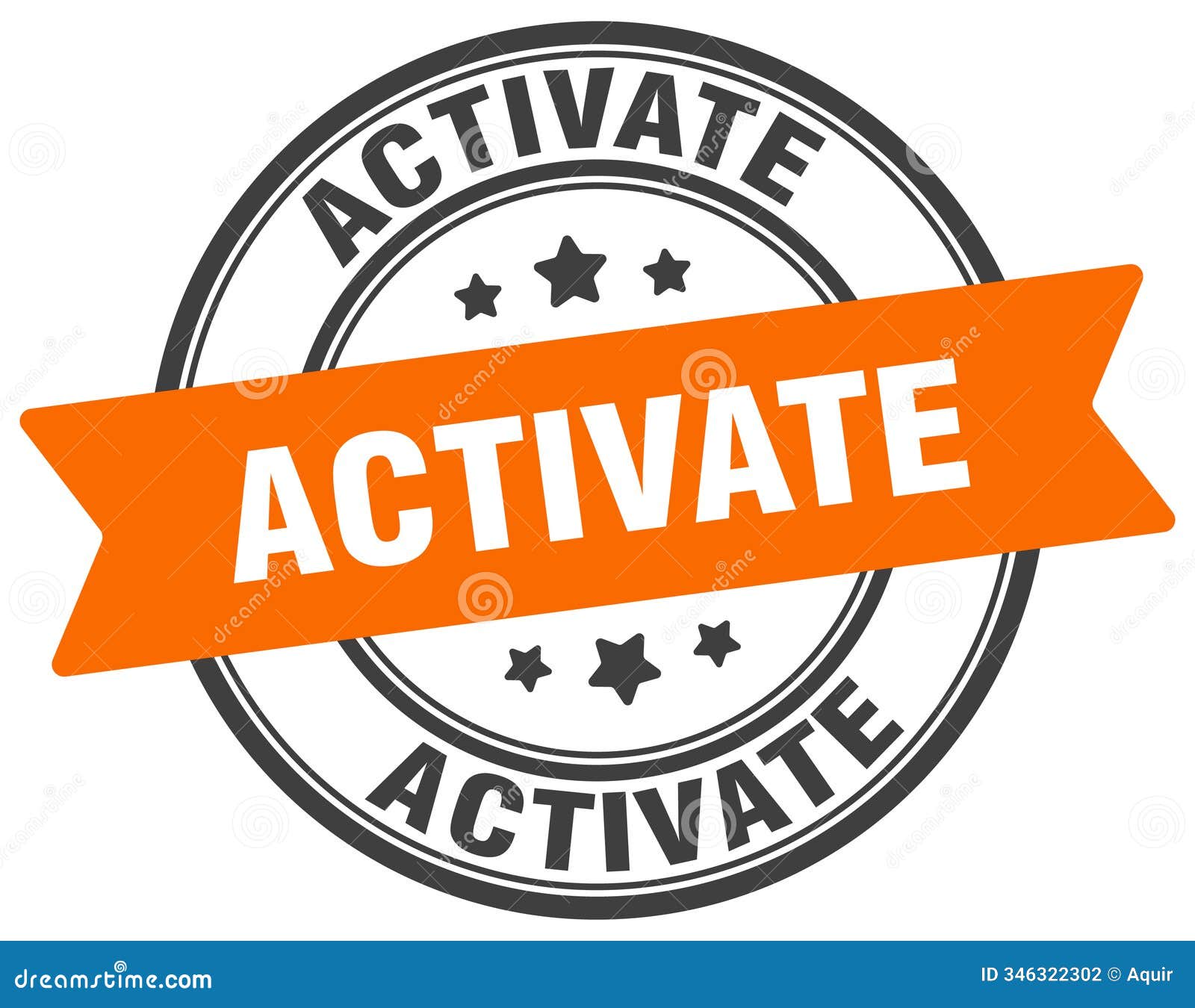 Activate Stamp. Activate Label on Transparent Background. Round Sign ...