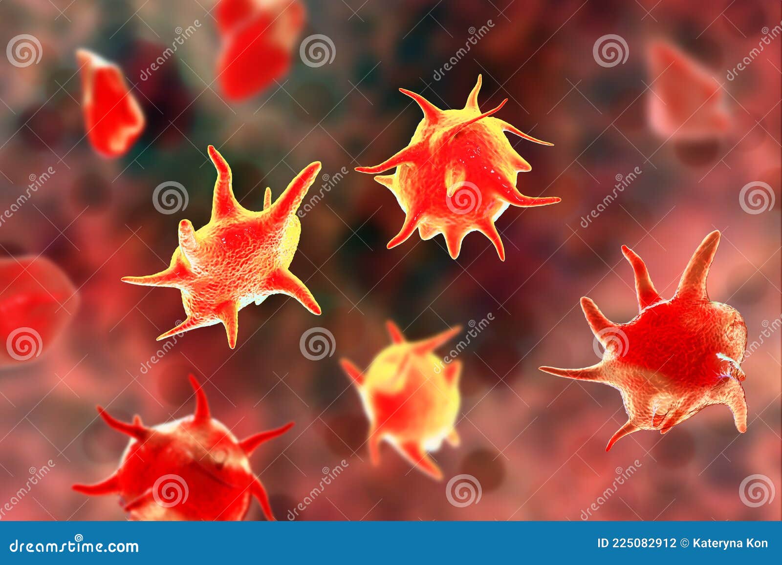 Activated and Non-activated Platelets, 3D Illustration Stock ...