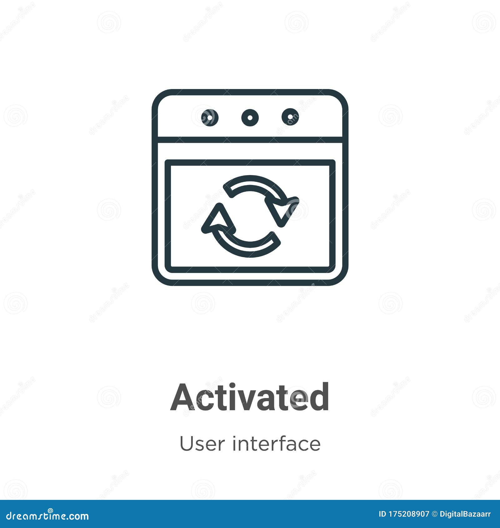 Activated Outline Vector Icon. Thin Line Black Activated Icon, Flat ...