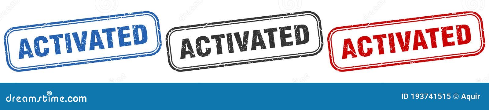Activated Square Isolated Sign Set. Activated Stamp Stock Vector ...
