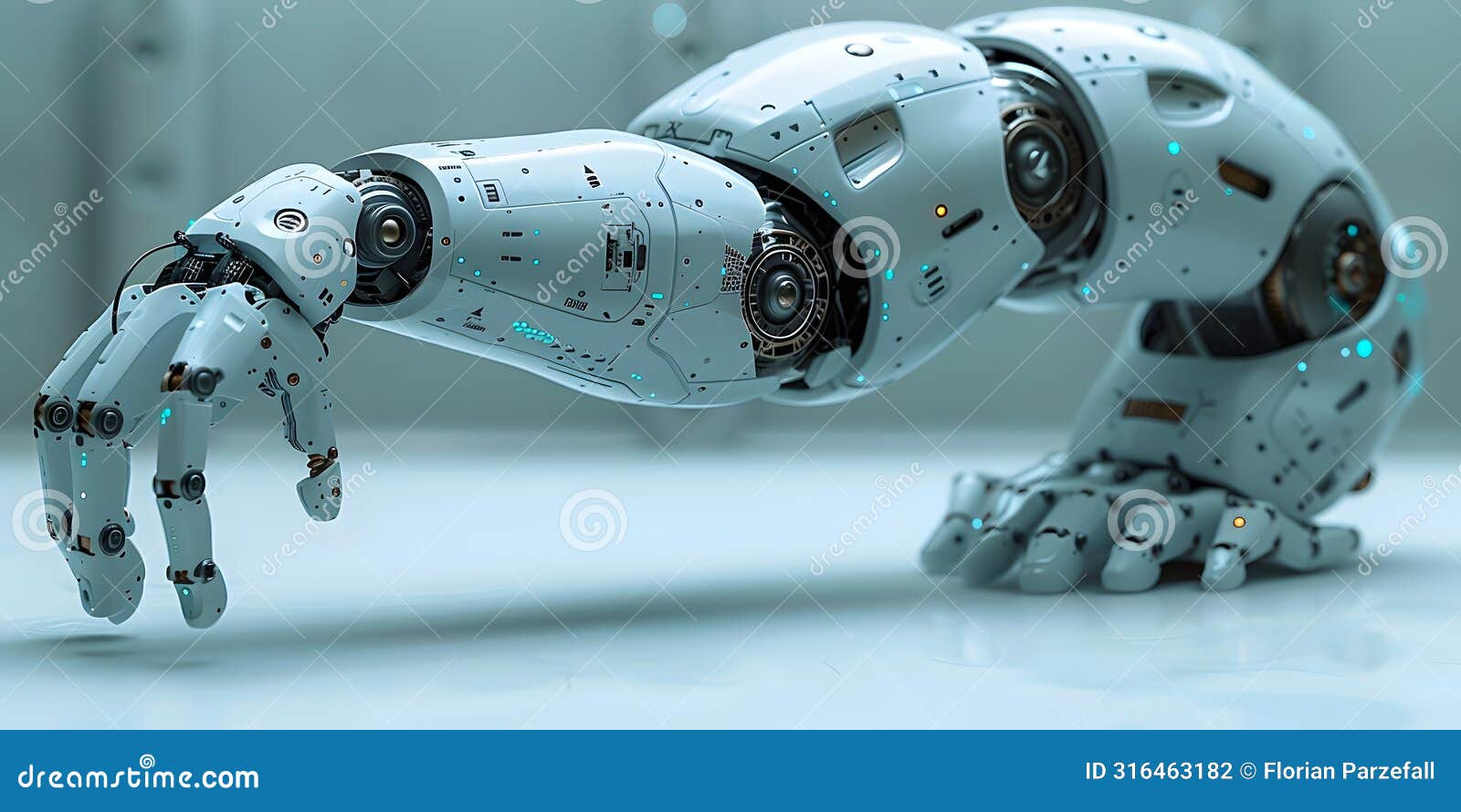 Activation of AI Technology: White Robot Hand Triggers Advanced Machine ...