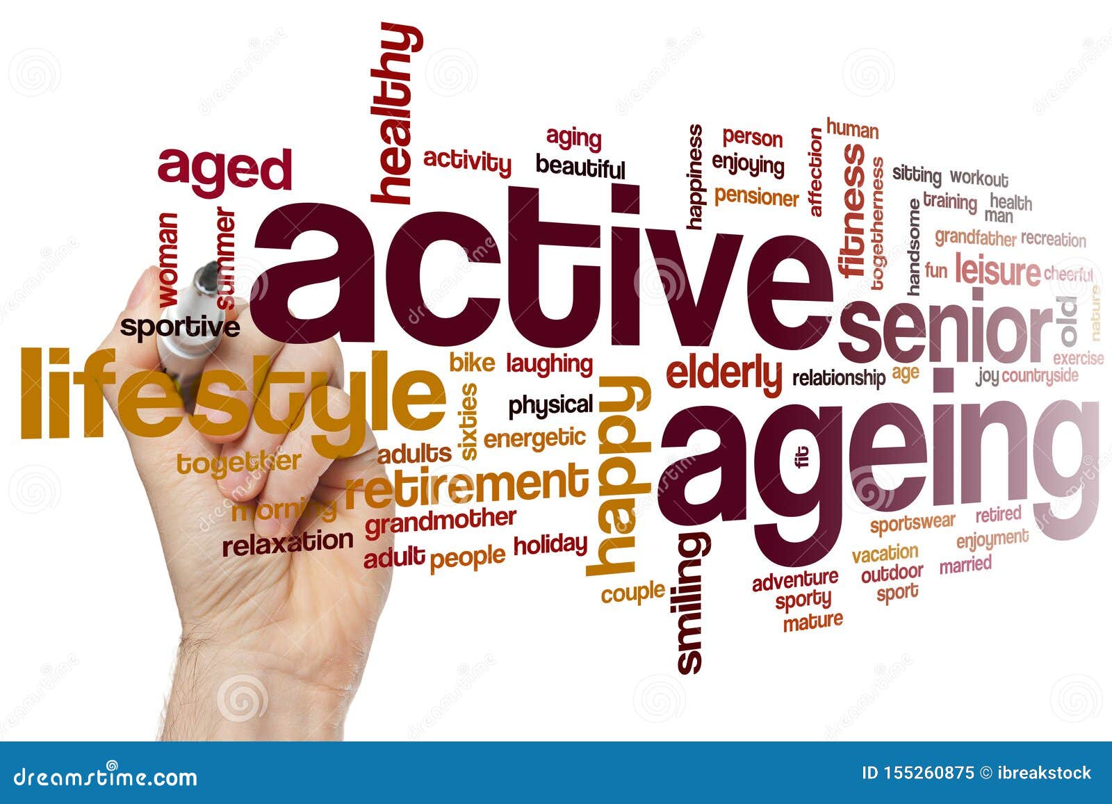 Active ageing word cloud stock image. Image of nature - 155260875