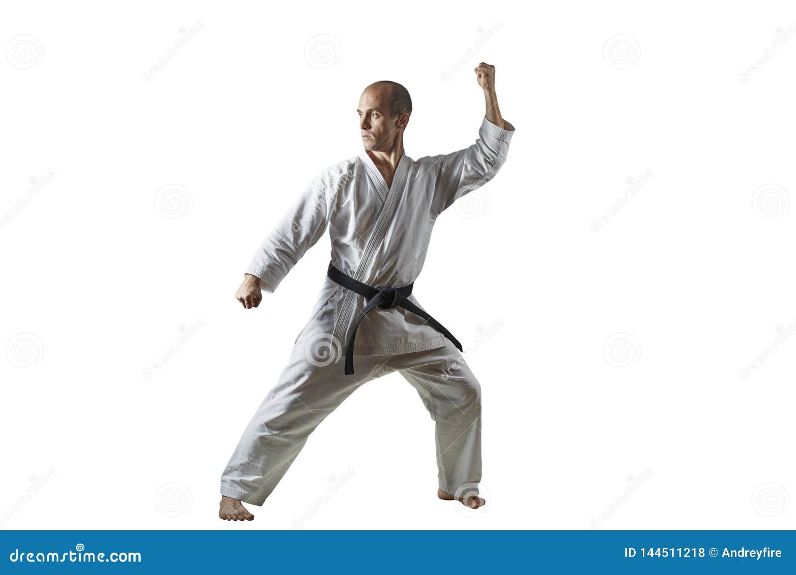 Active Athlete Doing Formal Exercises on an Isolated White Background ...
