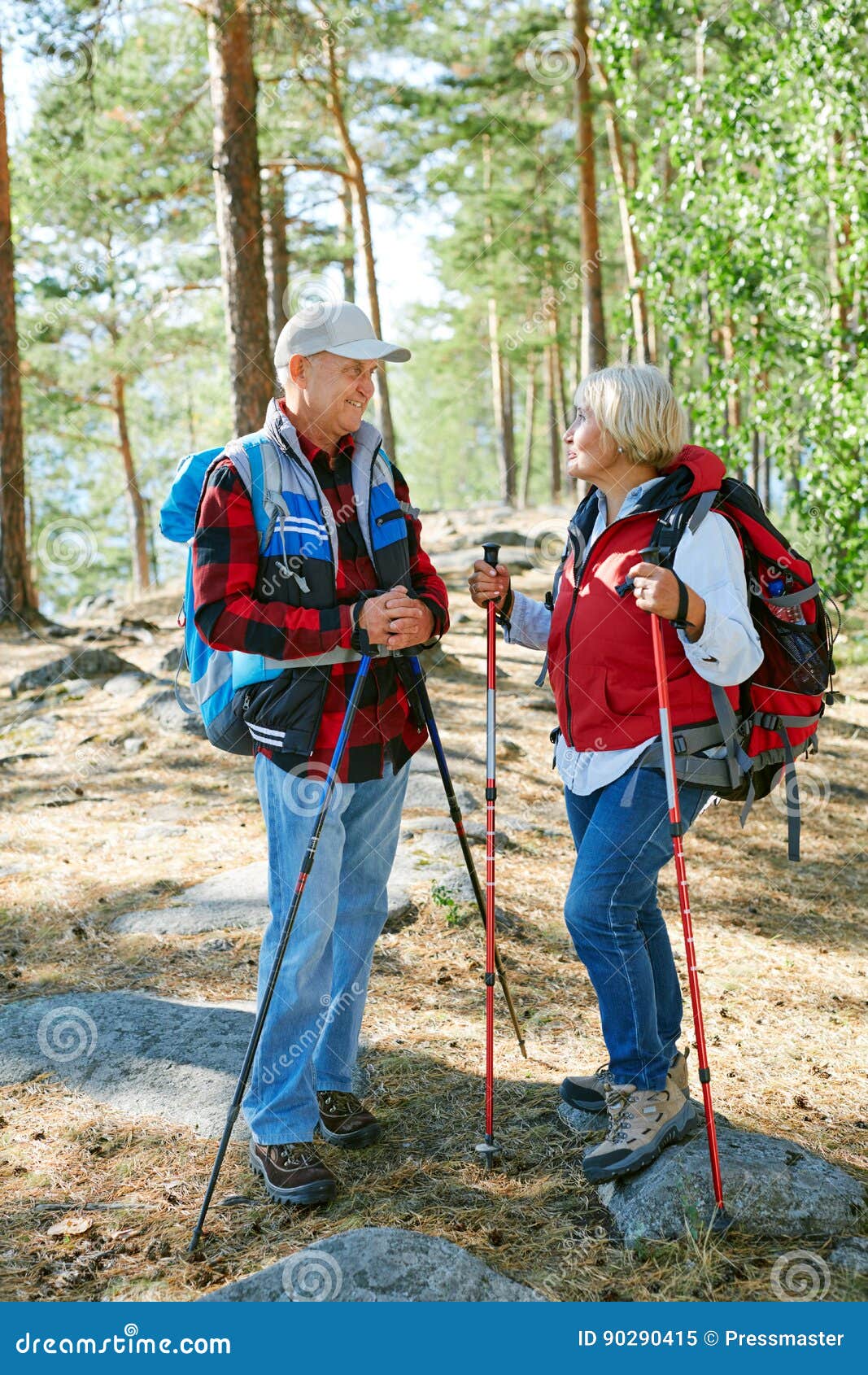 Active backpackers stock image. Image of retired, elderly - 90290415