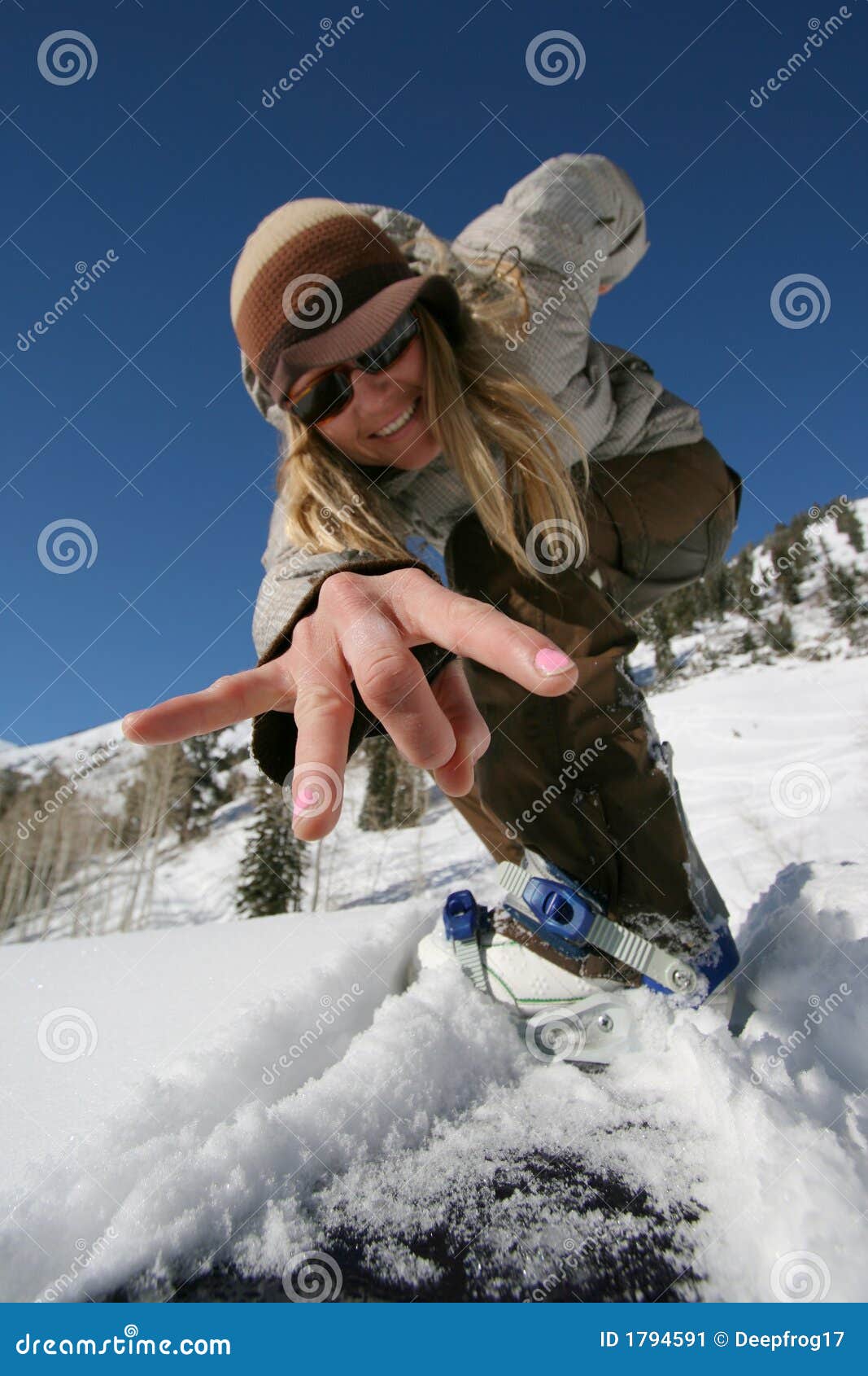 Active Beautiful Girl with a Snowboard Stock Image - Image of flick ...