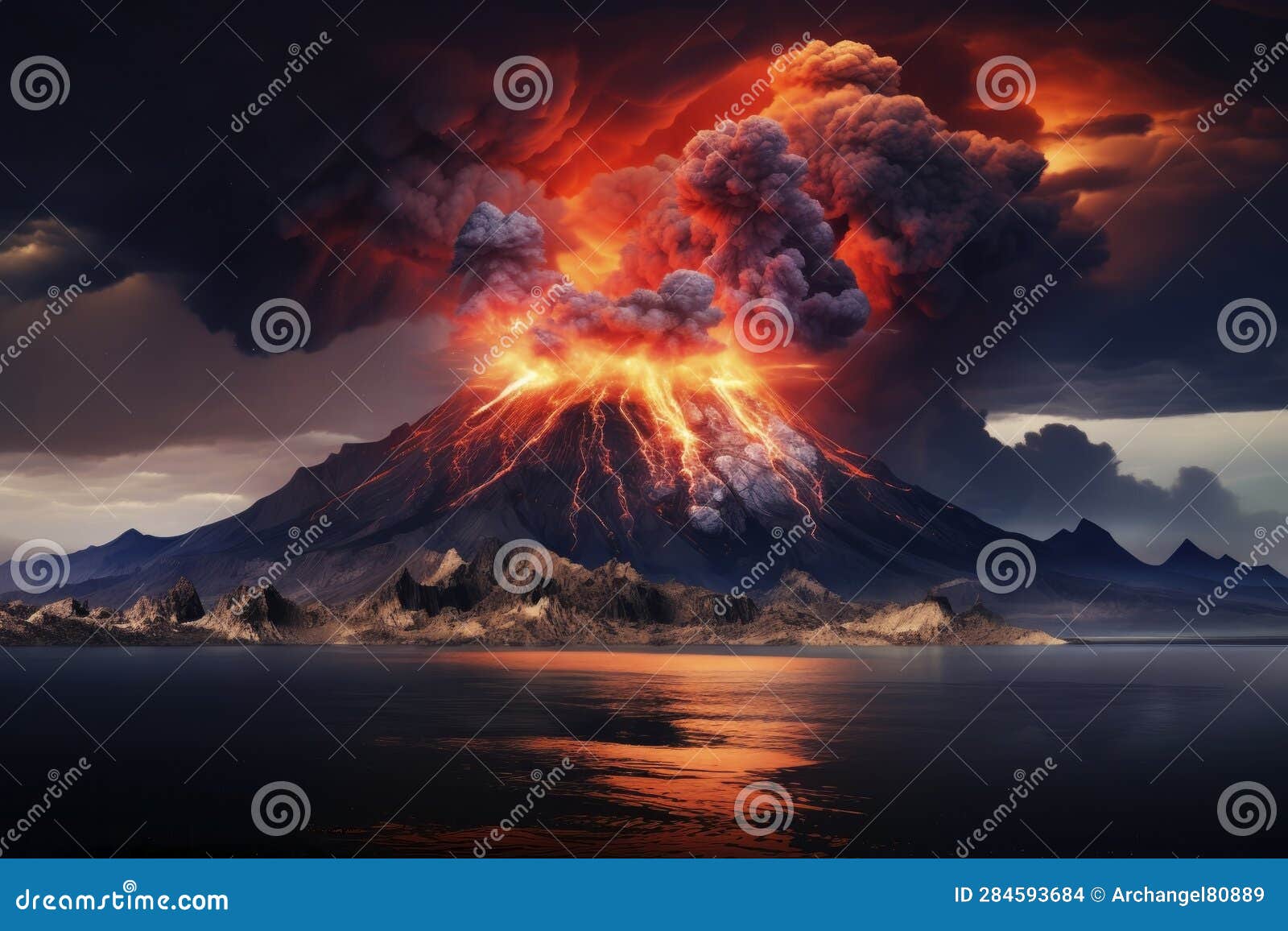 Active Beautiful Volcano. Generative AI Stock Photo - Image of smoke ...