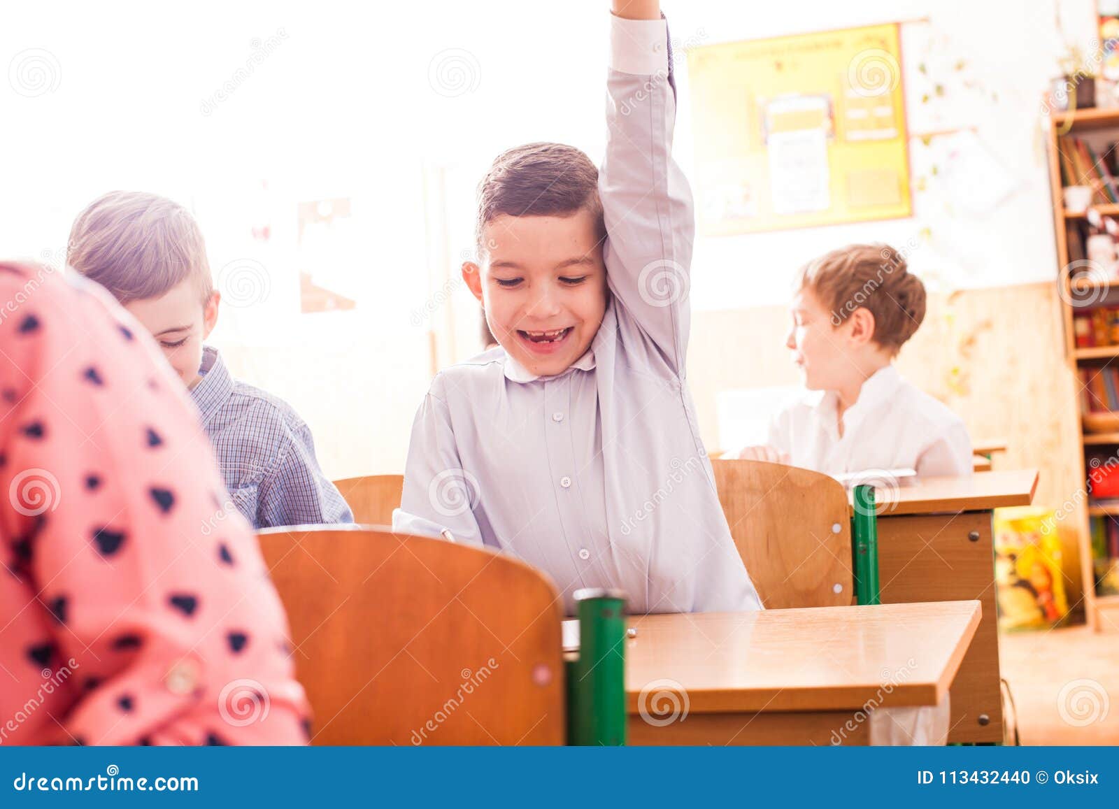 Active Boy Wants To Give an Answer Stock Photo - Image of natural ...