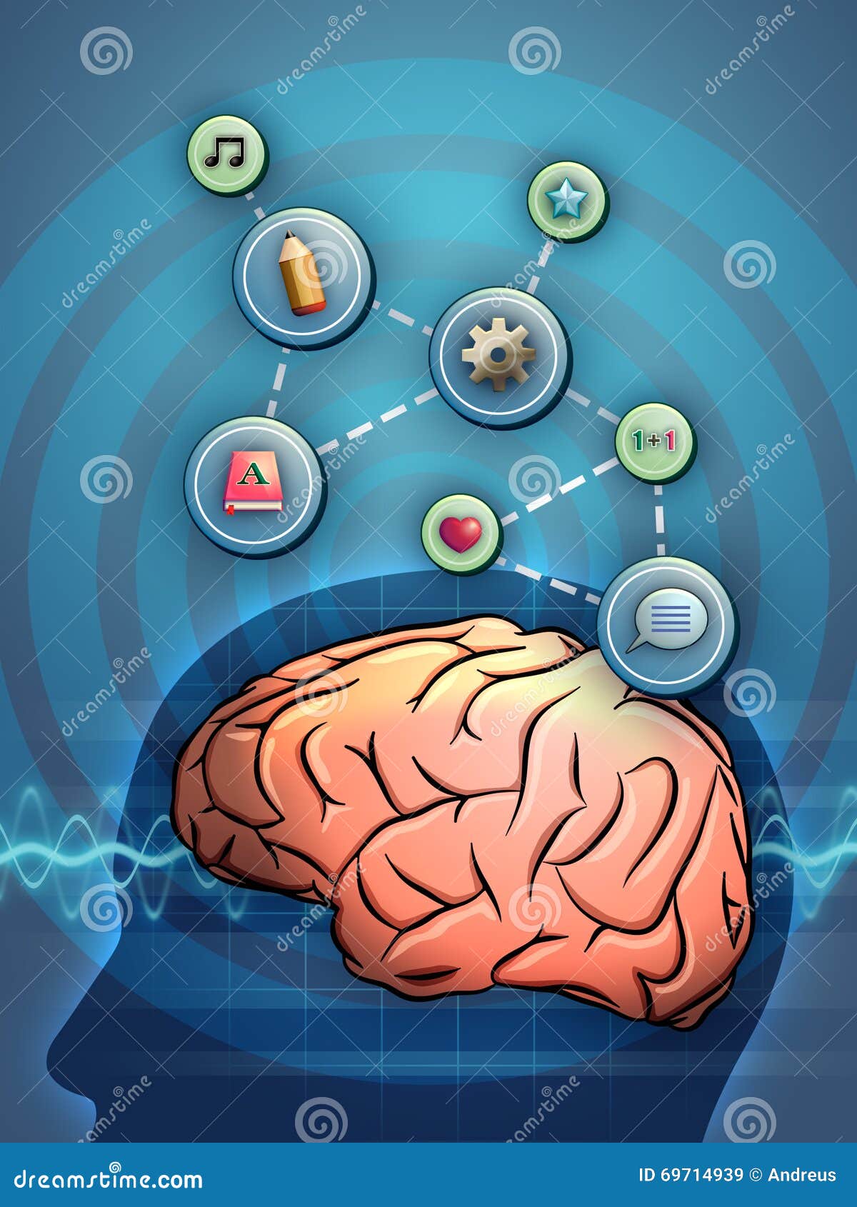 Active brain stock illustration. Illustration of intelligence - 69714939