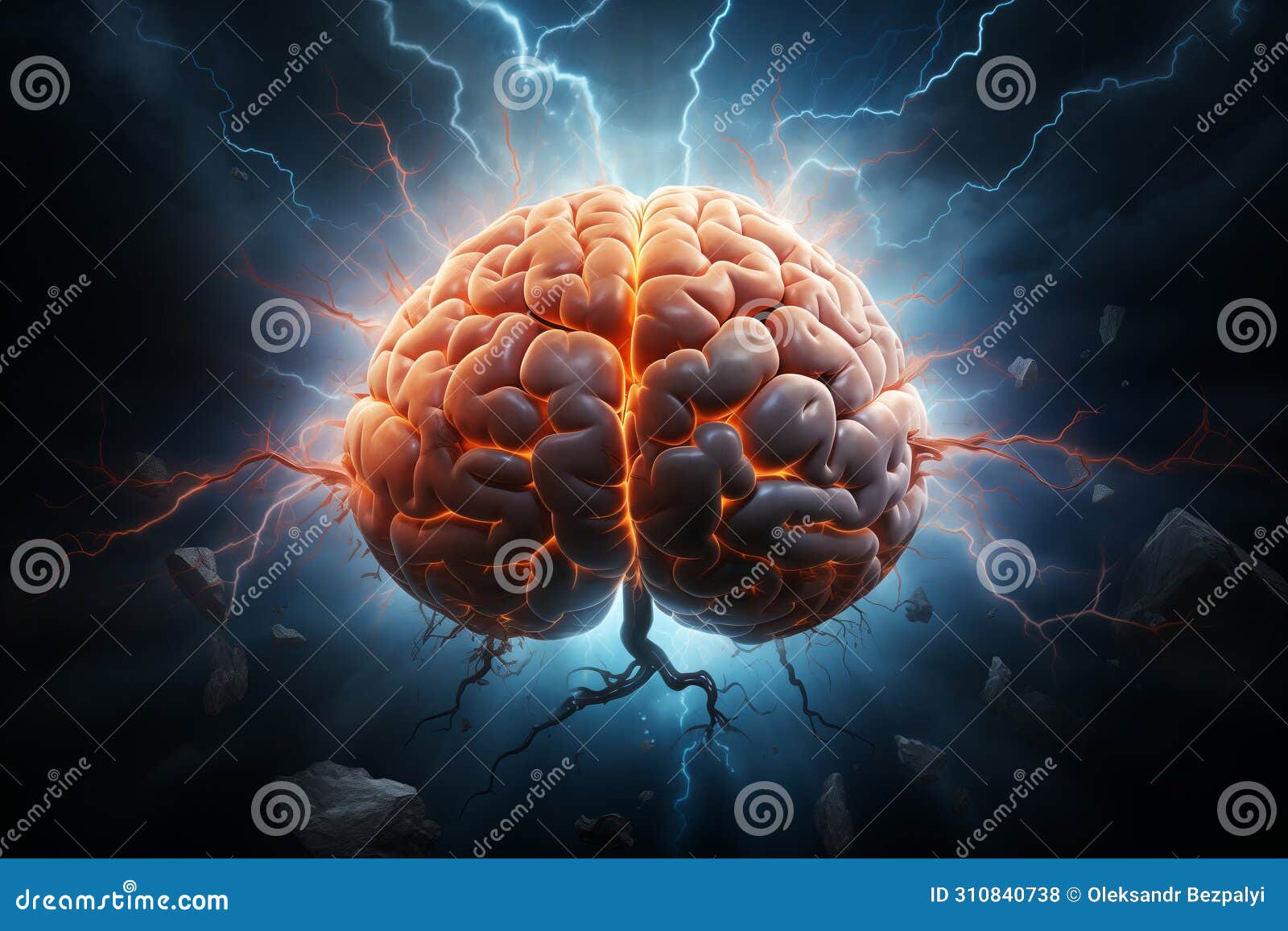 Active Brain with Intense Electrical Discharges Stock Illustration ...