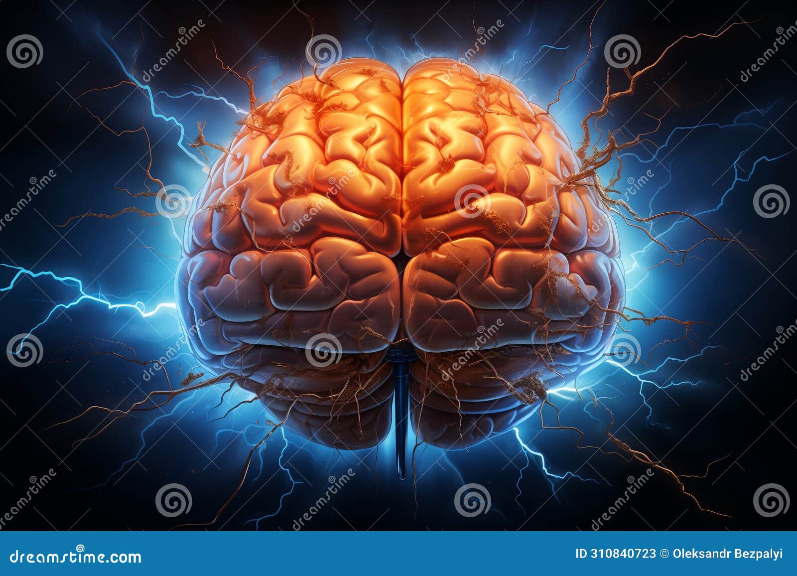 Active Brain With Intense Electrical Discharges Stock Image ...