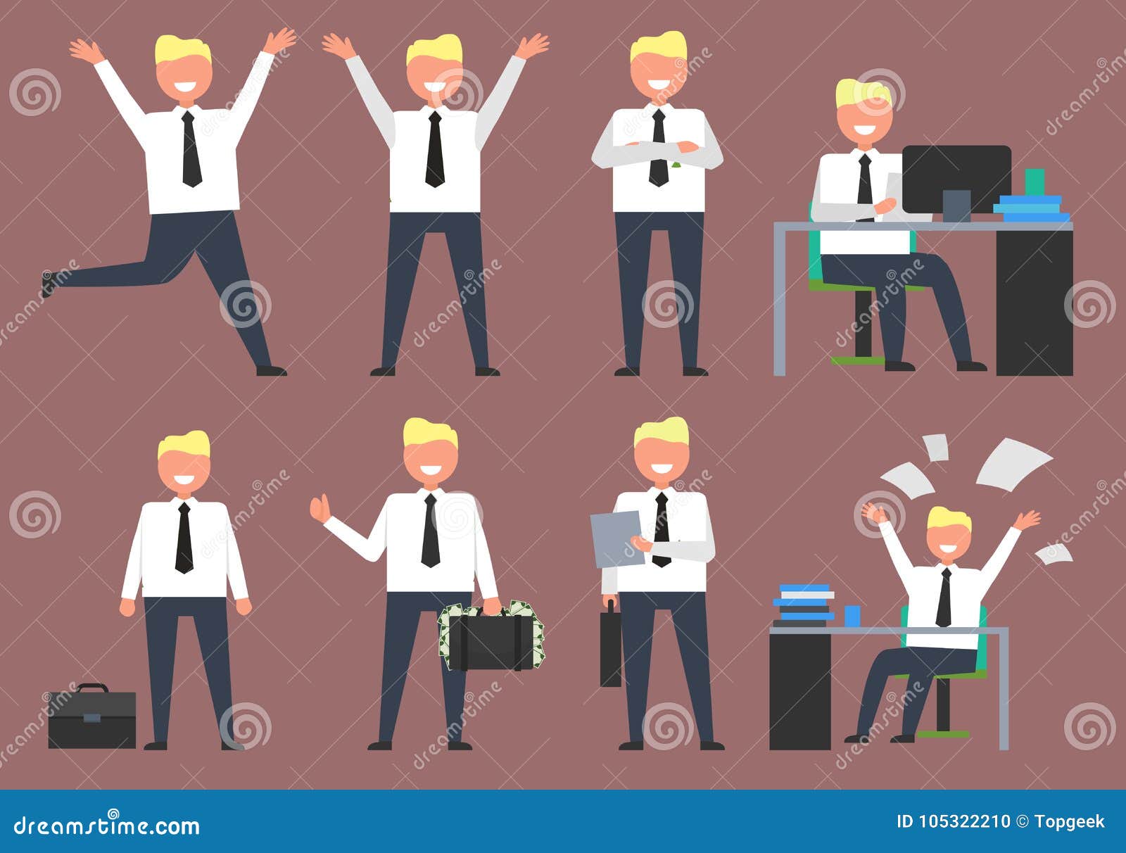 Active Businessman at Work Vector Illustration Stock Vector ...