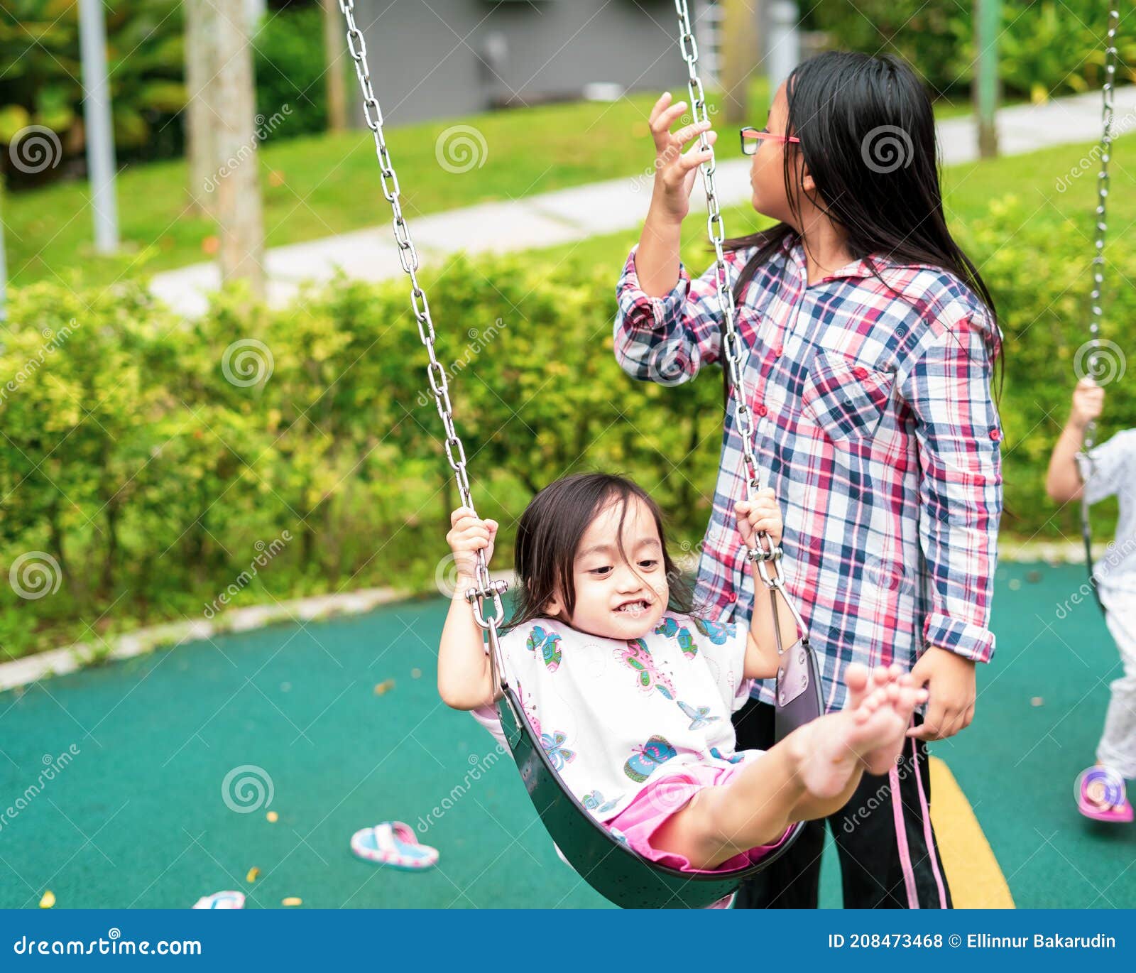 Active Children Playing at the Playground. Happy and Fun Time Stock ...
