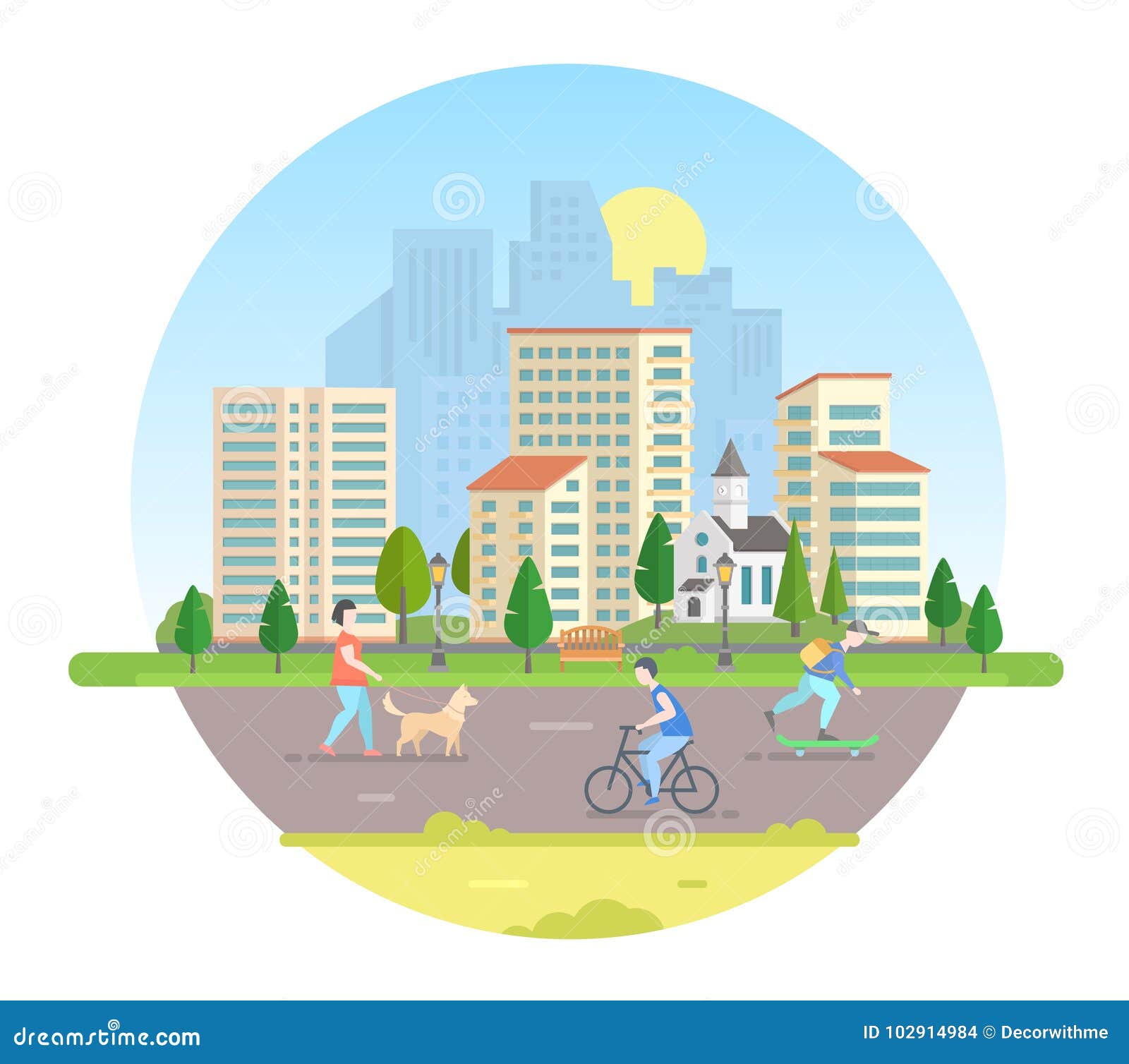 Active Citizens - Modern Vector Illustration in a Round Frame Stock ...