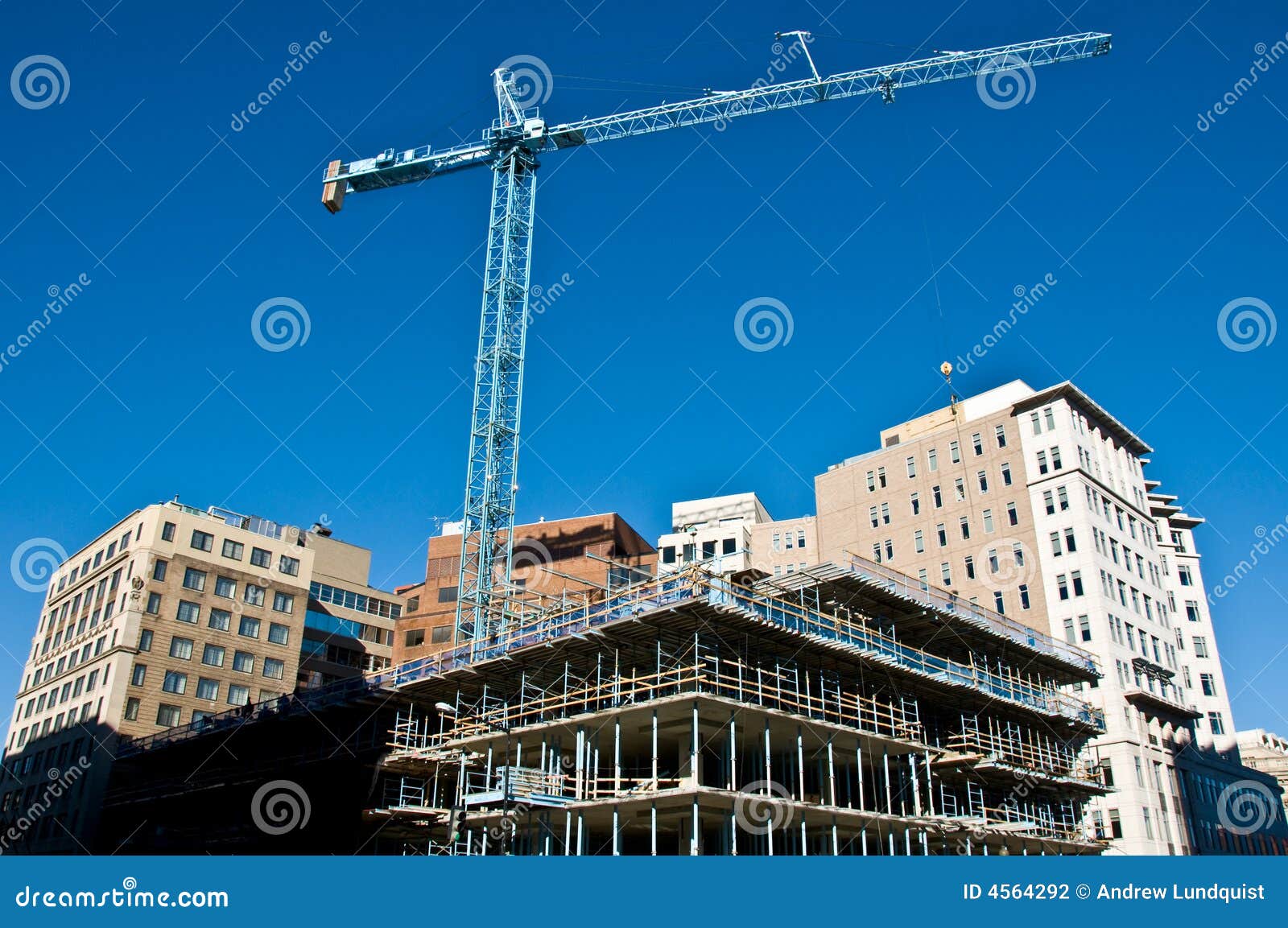 Active Construction Site with Crane Stock Photo - Image of materials ...