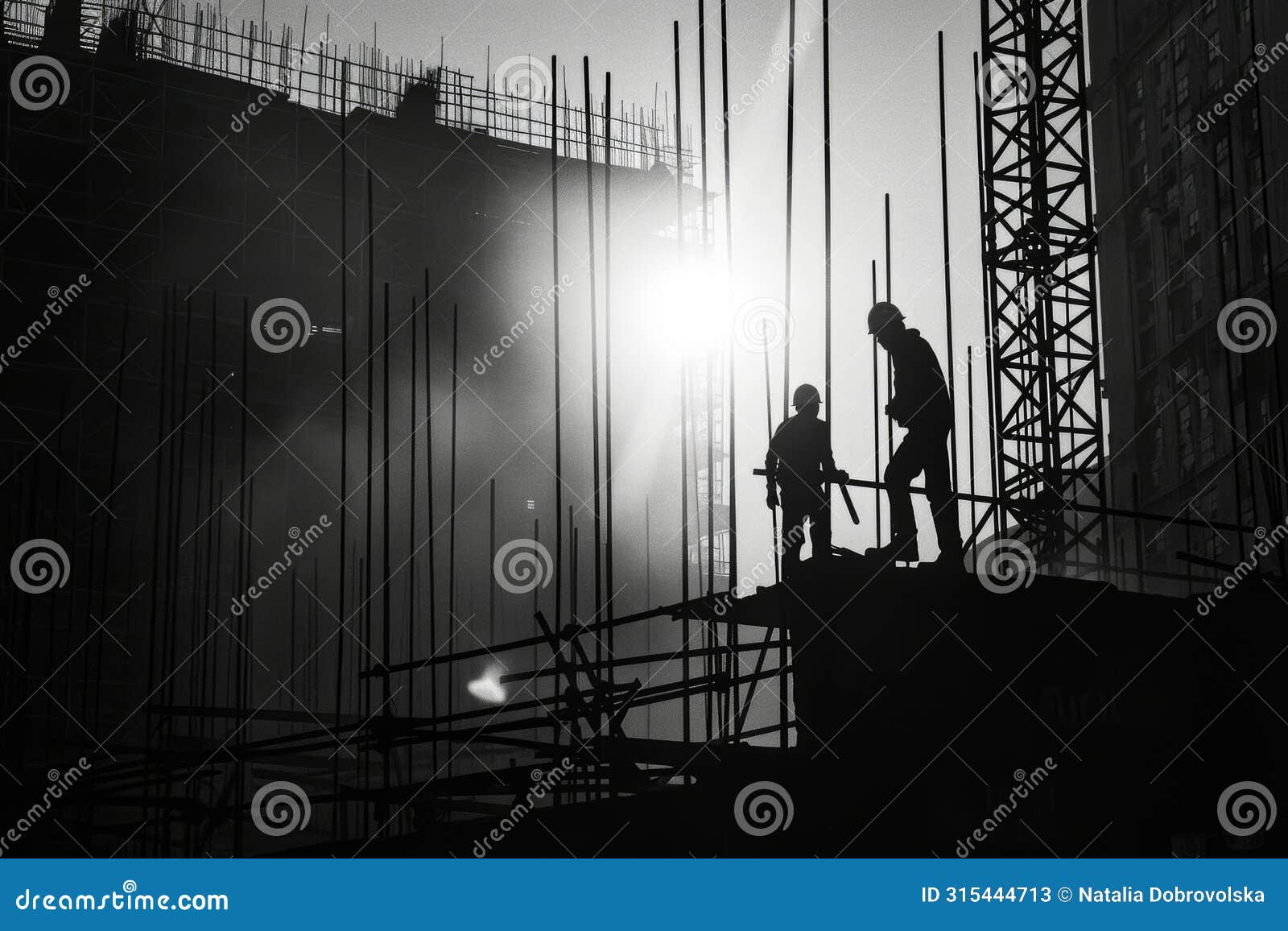 Active Construction Site with Workers, Machines, and Scaffolding ...