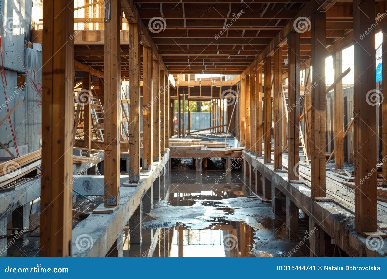 Active Construction Site with Workers, Machines, and Scaffolding ...