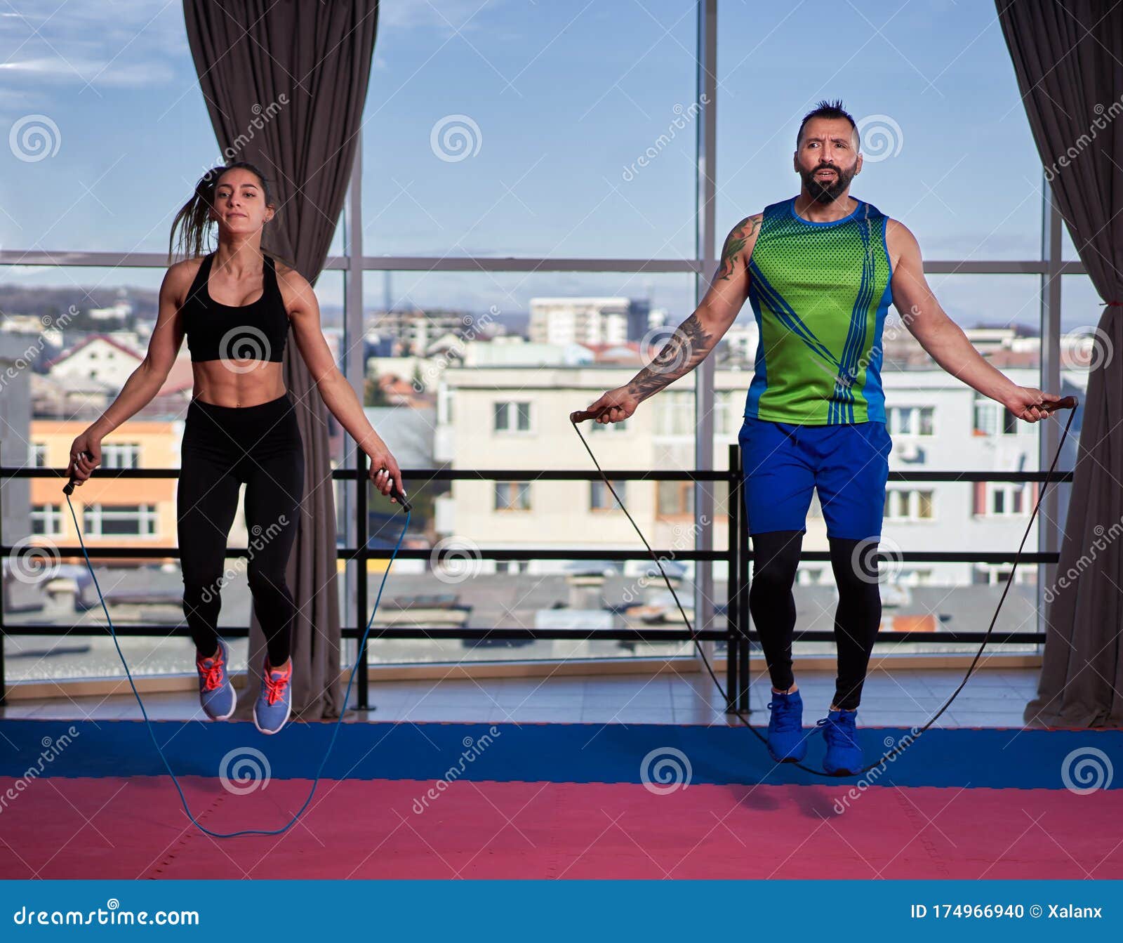 Active Couple Doing Workout Together Stock Photo - Image of dumbbells ...