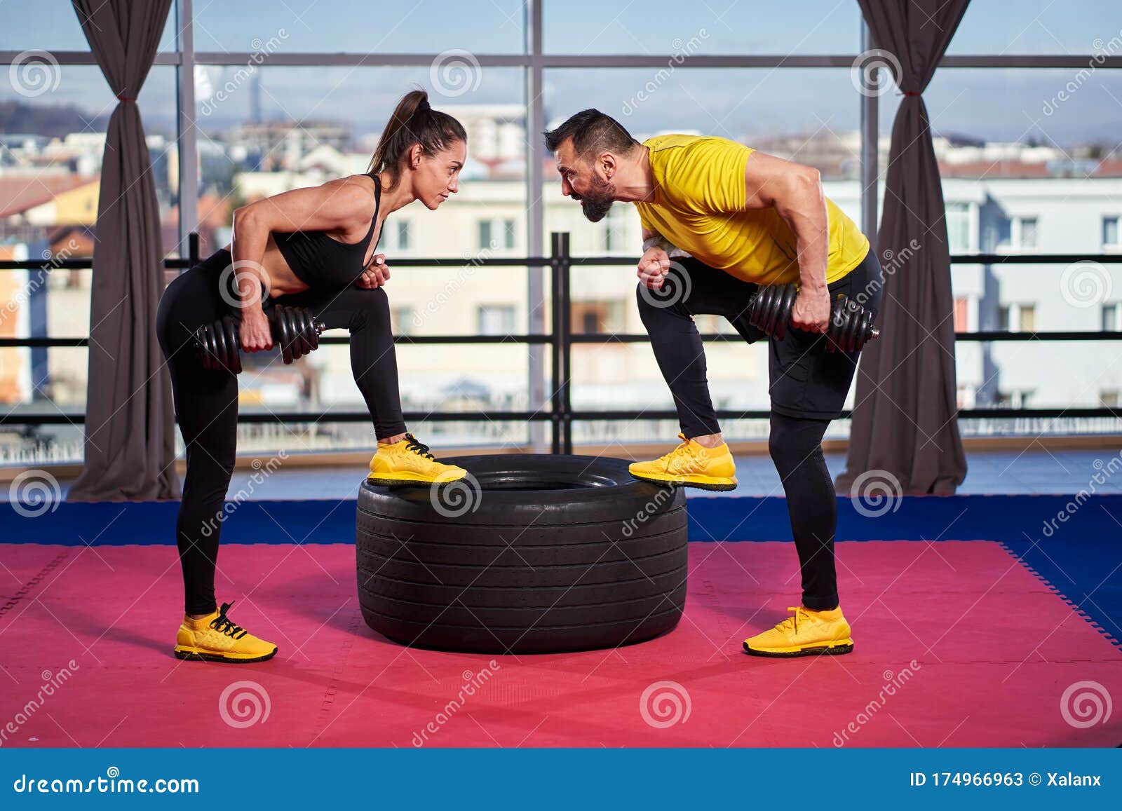 Active Couple Doing Workout Together Stock Image - Image of powerful ...
