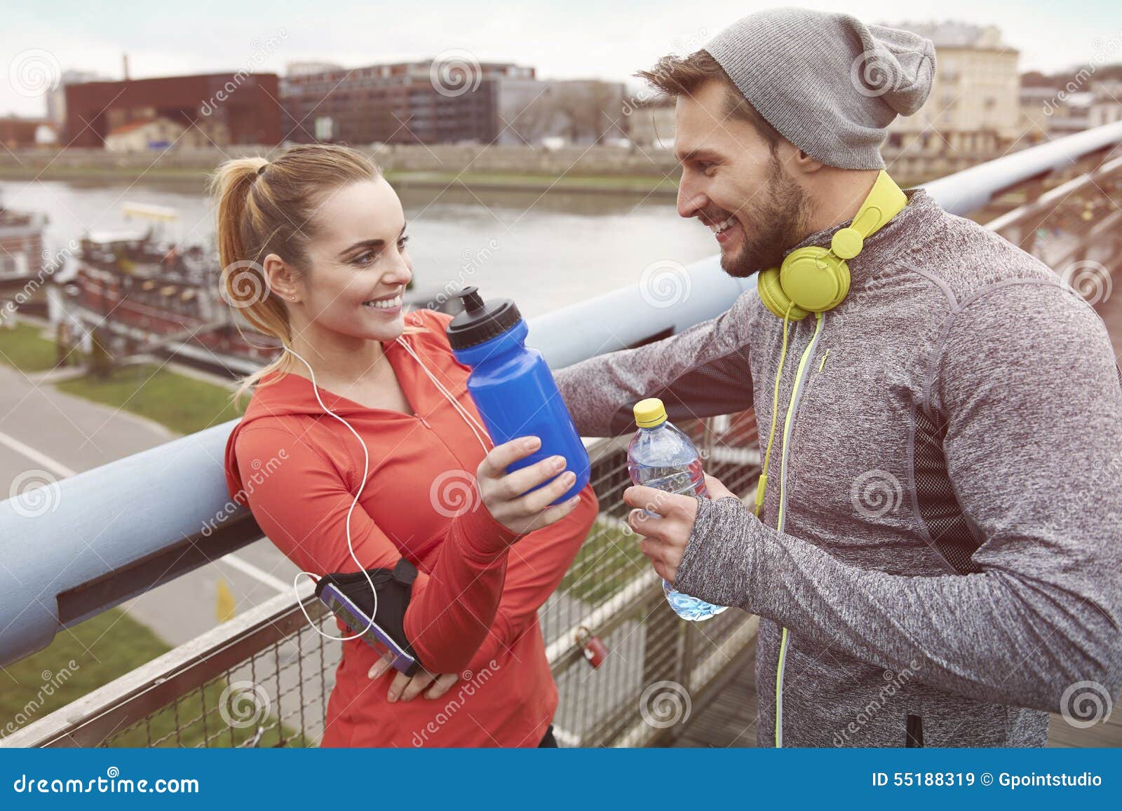 Active couple stock image. Image of bottle, lifestyle - 55188319