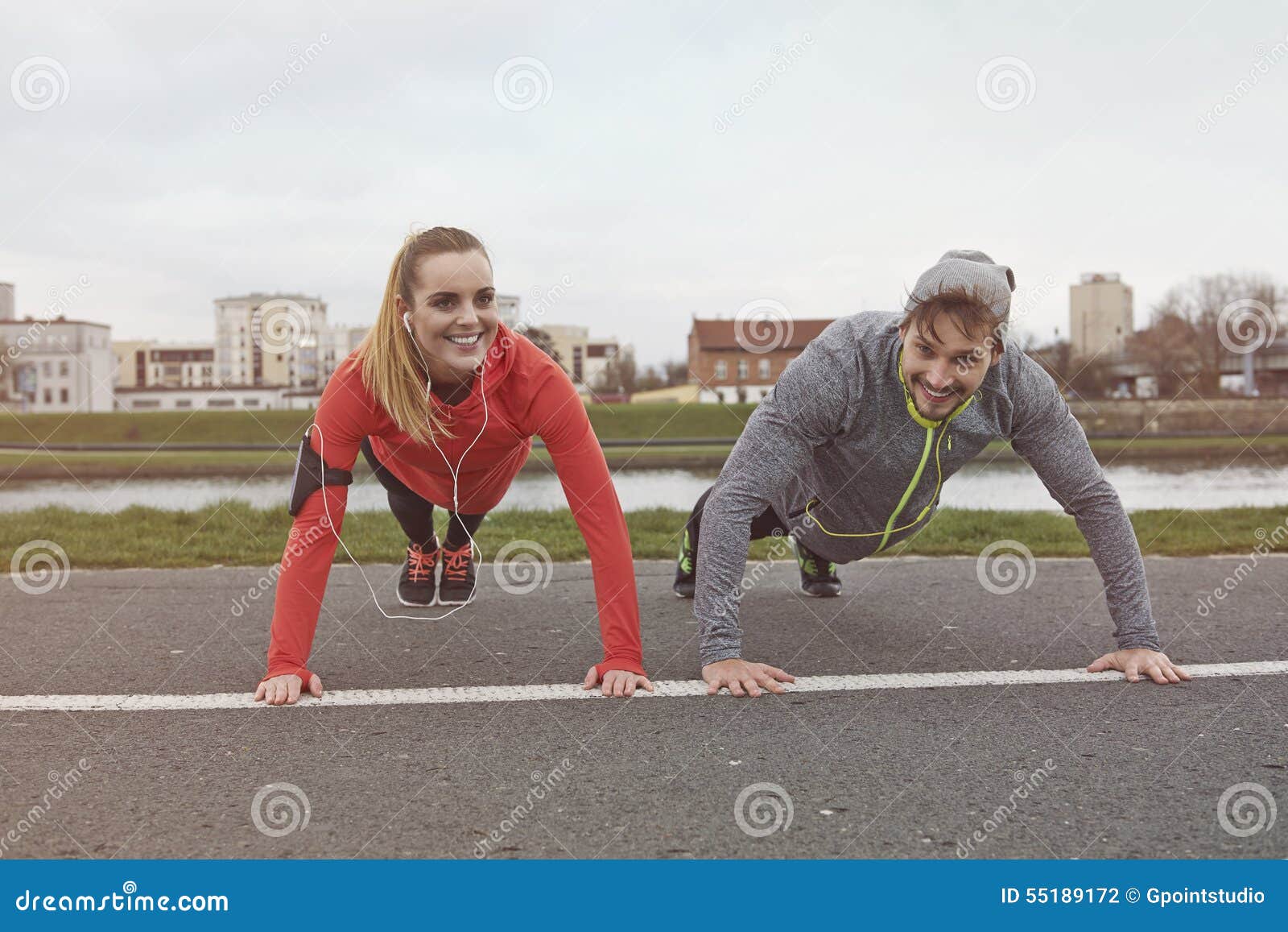 Active couple stock photo. Image of physical, outdoors - 55189172