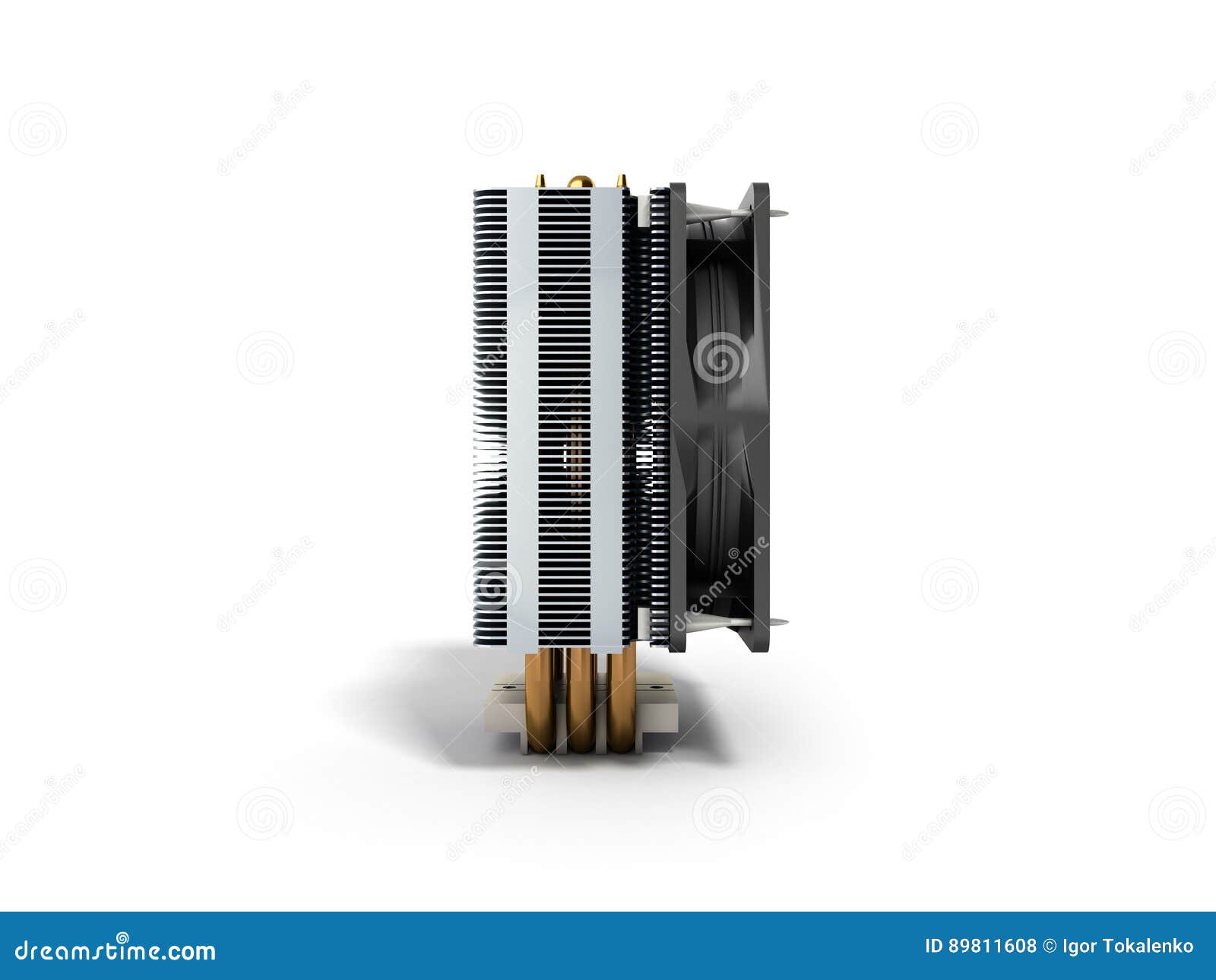 Active CPU Cooler with the Aluminum Finned Heat-sink and the Fan Stock ...