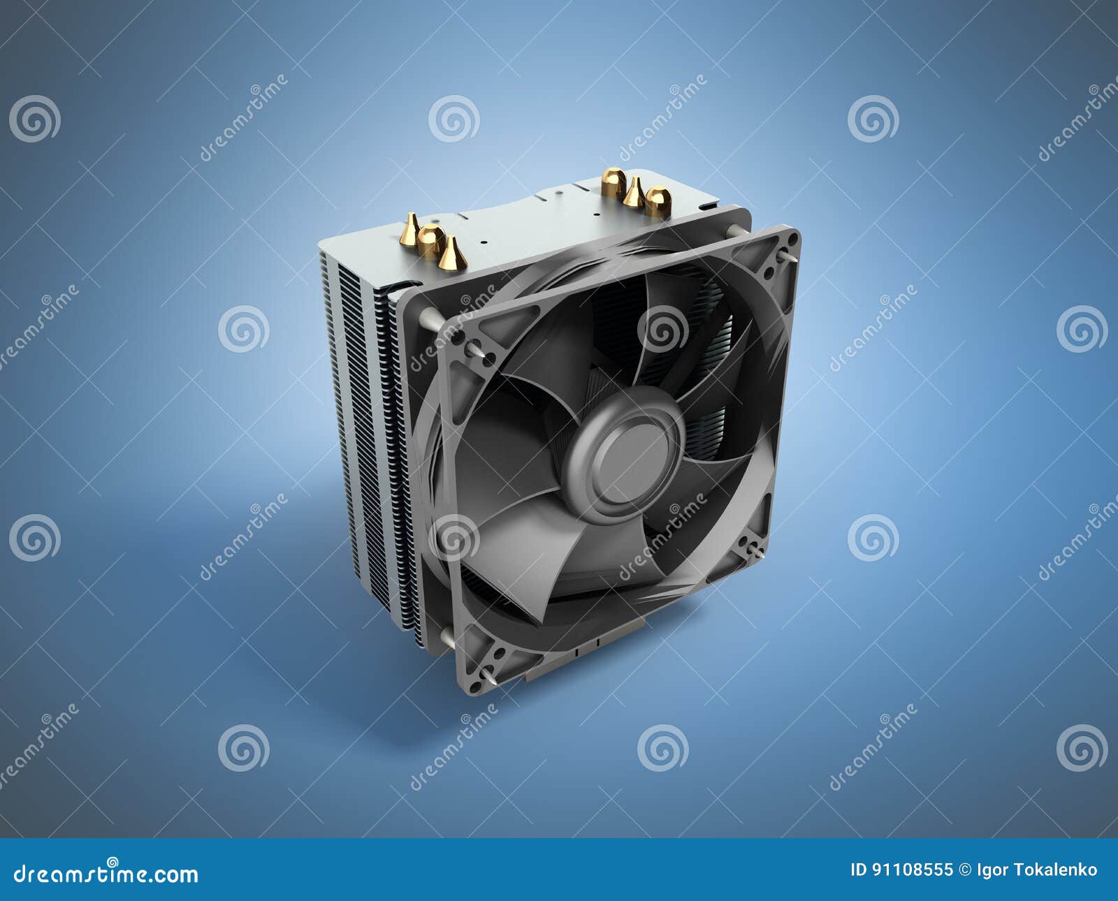 Active CPU Cooler with the Aluminum Finned Heat-sink and the Fan Stock ...