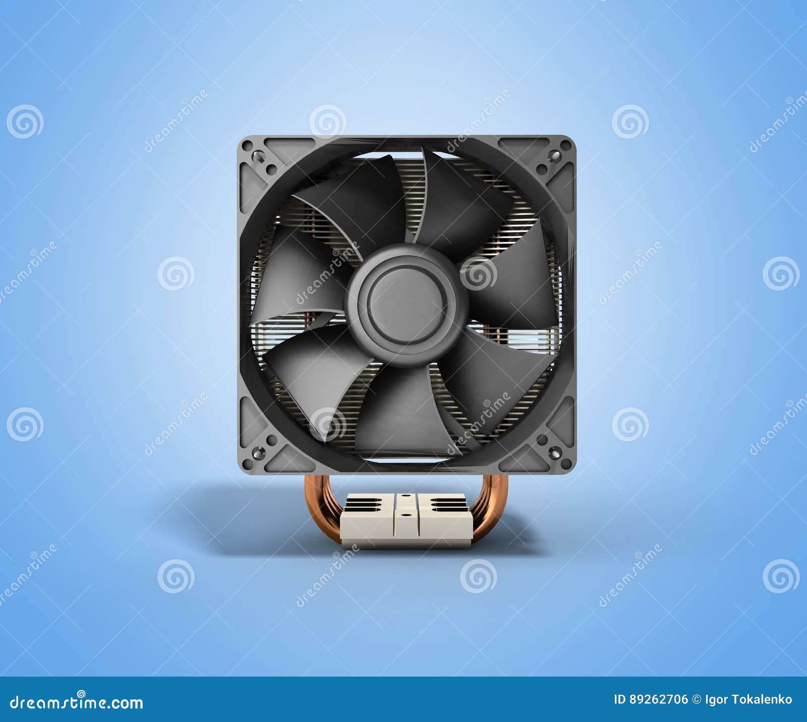 Active CPU Cooler with the Aluminum Finned Heat-sink and the Fan Stock ...