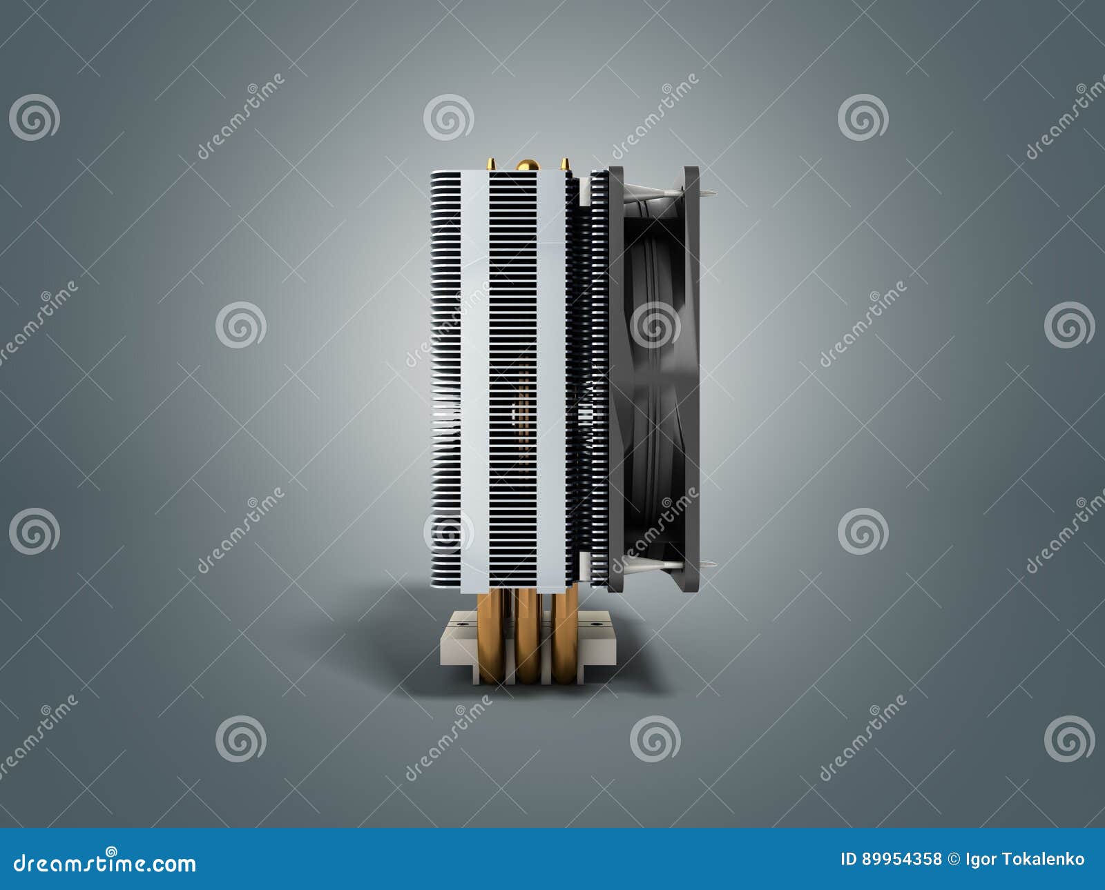 Active CPU Cooler With The Aluminum Finned Heat-sink And The Fan ...